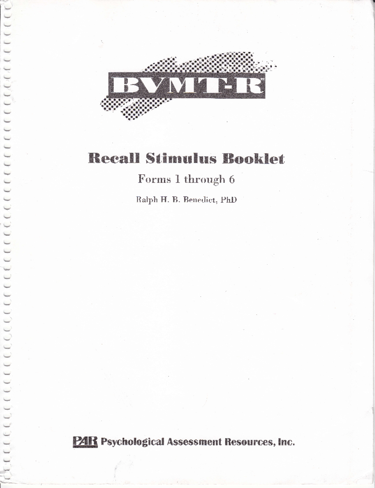 BVMT R - Memory Test Guide and Forms Analysis - Studocu