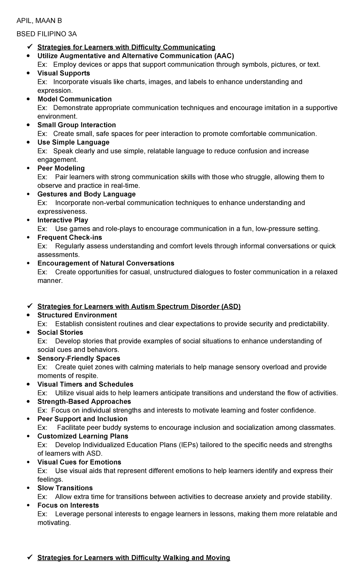 Prof ed 18- inclusive - APIL, MAAN B BSED FILIPINO 3A Strategies for ...