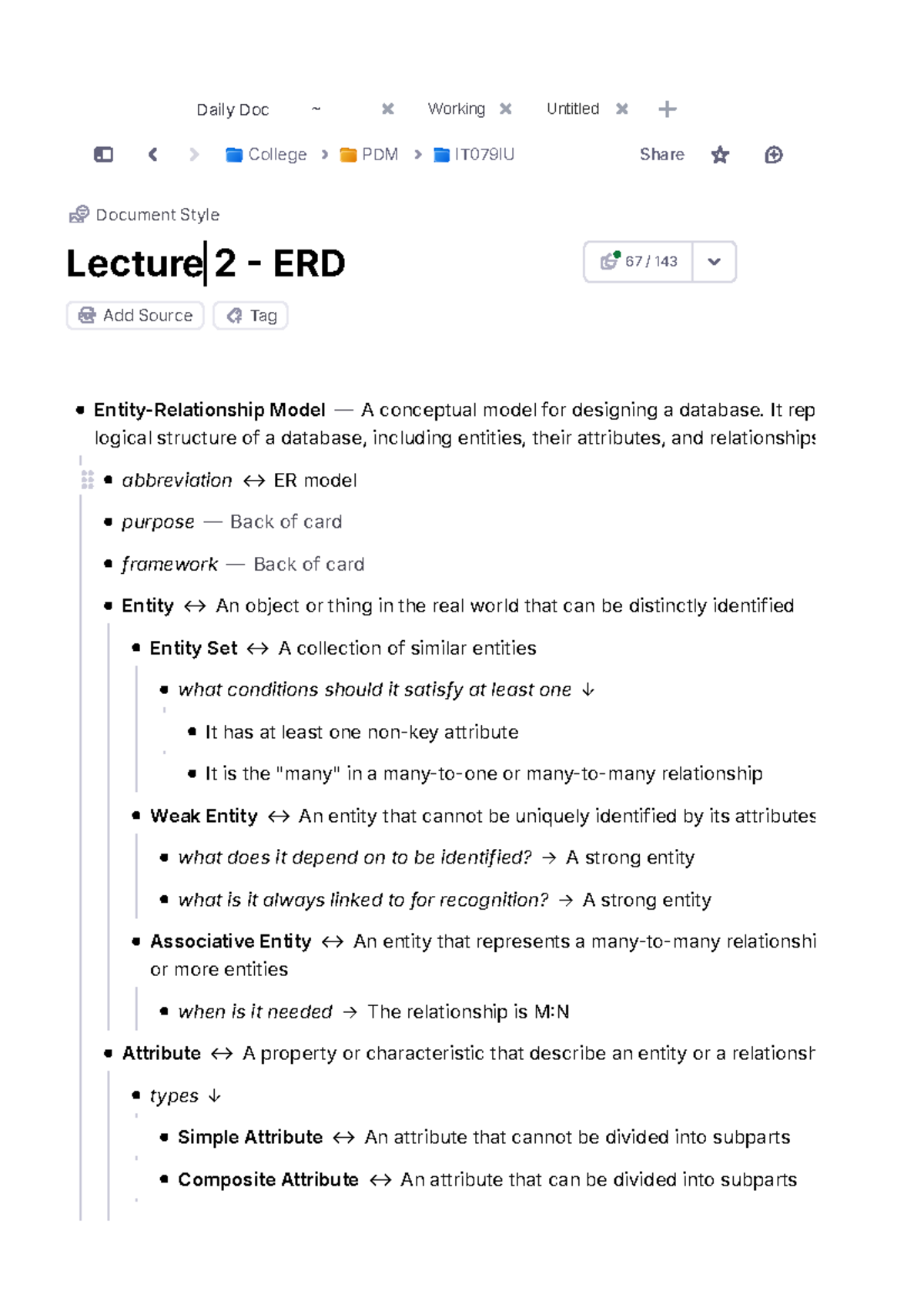 IT079IU Lecture 2: ERD Concepts and Design Techniques - Studocu
