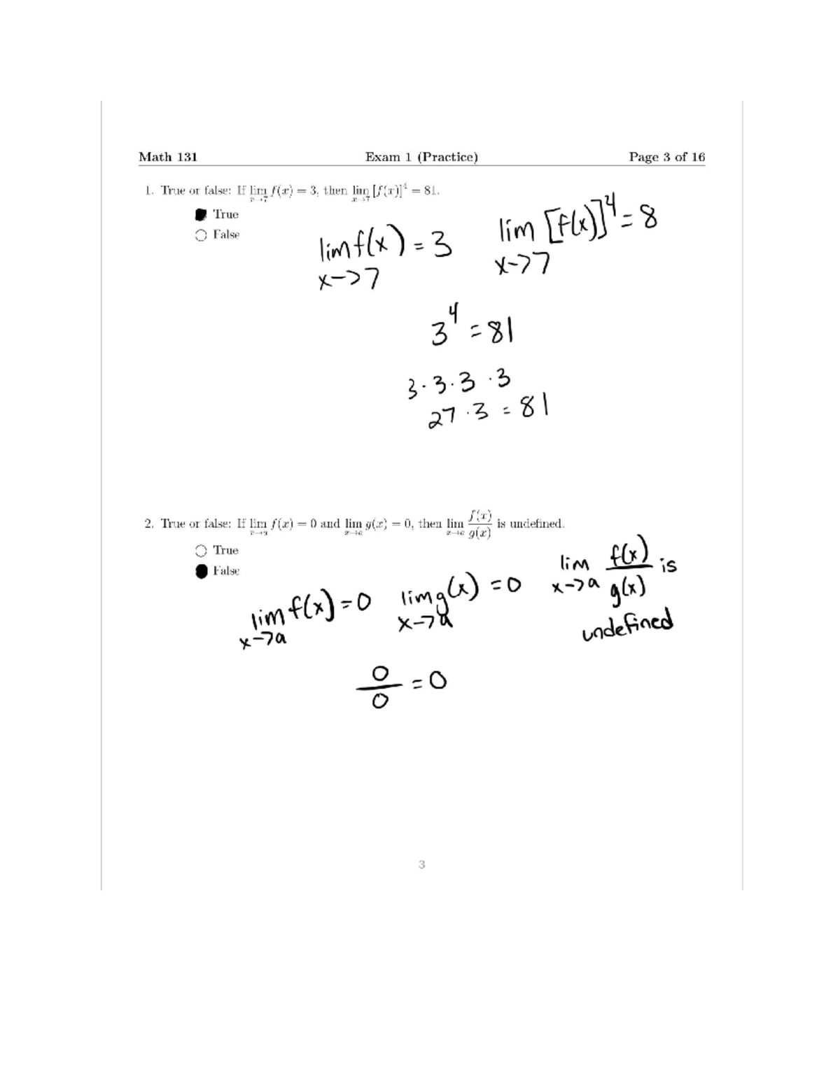 Math 131 Final Exam Practice: Multiple Choice Questions - Studocu