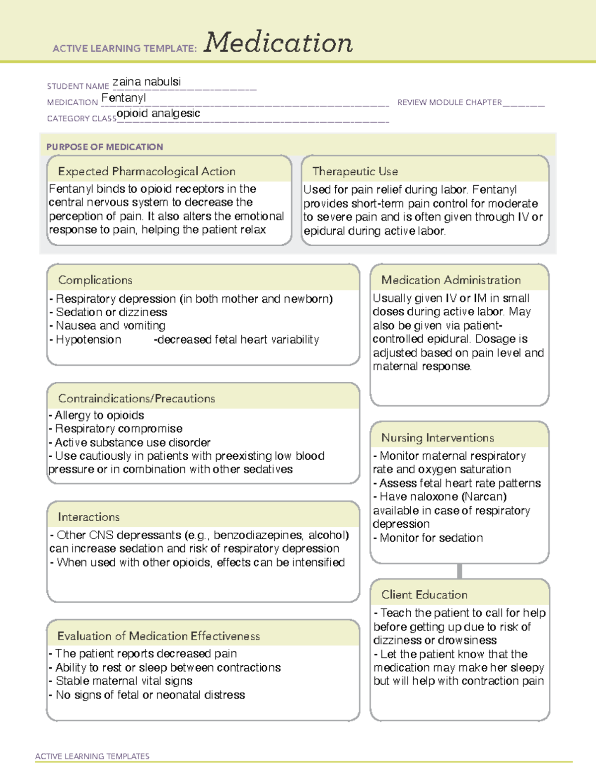 Active Learning Template: Fentanyl Review Module for Opioid Use - Studocu