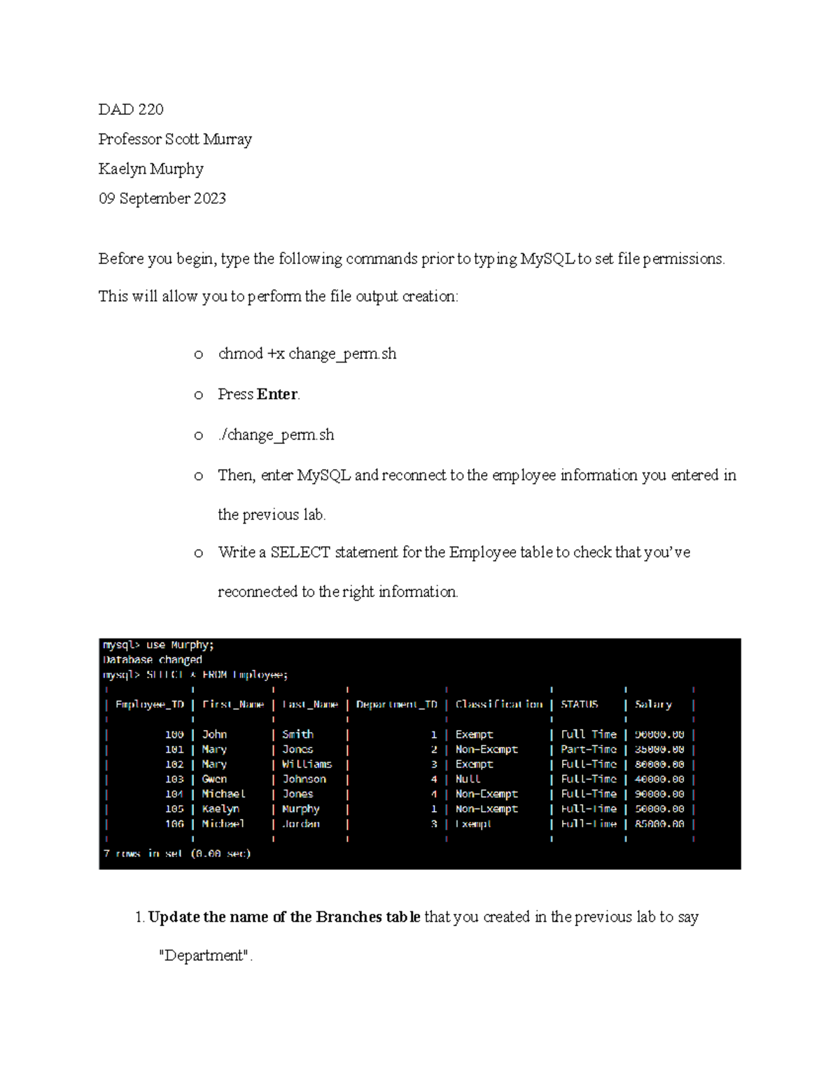 3-2 Lab- Table Joins - DAD 220 Professor Scott Murray Kaelyn Murphy 09 ...