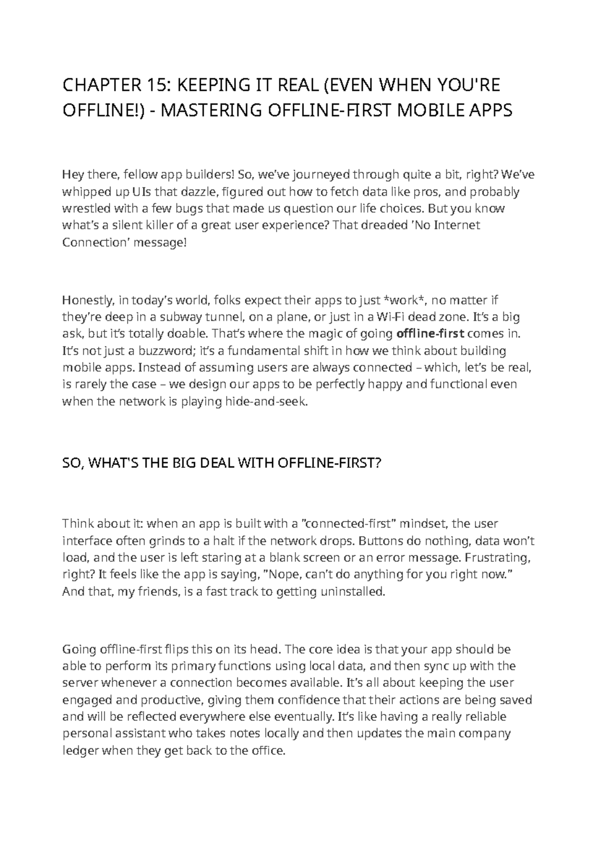 Mobile App Dev CH15: Mastering Offline Functionality - Studocu