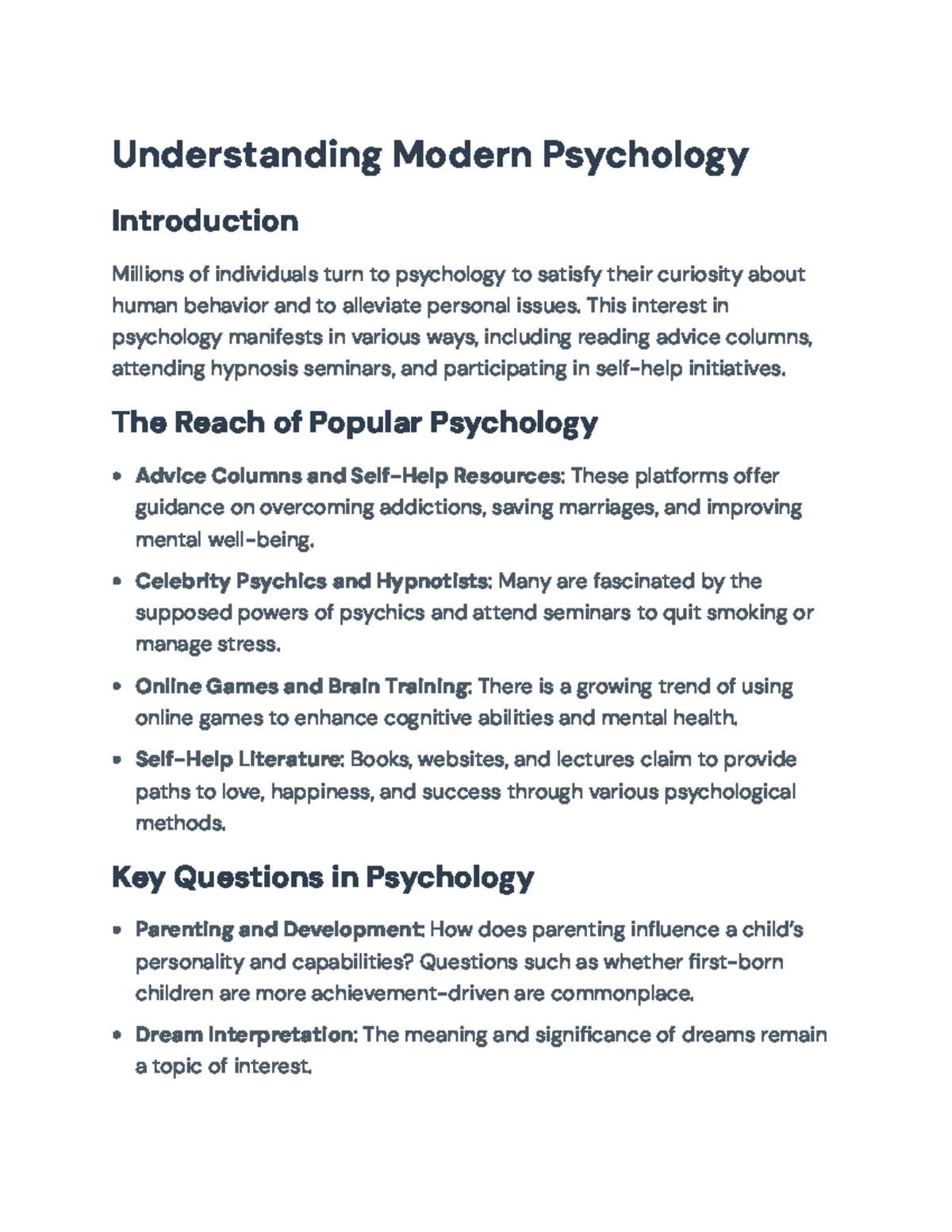 Understanding Modern Psychology: Key Concepts and Research Approaches ...