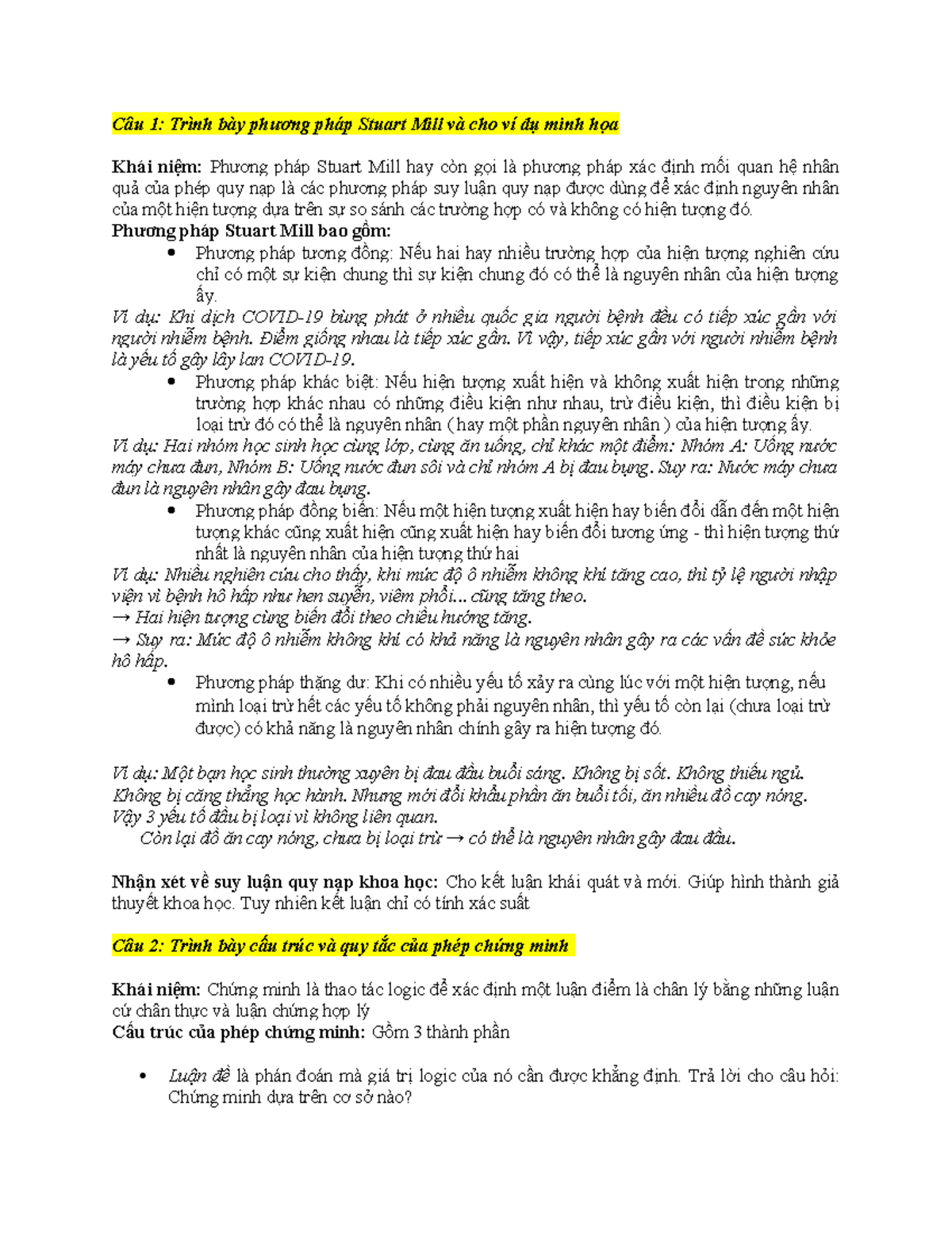 Phương pháp Stuart Mill và Chứng minh trong Logic (LOG101) - Studocu