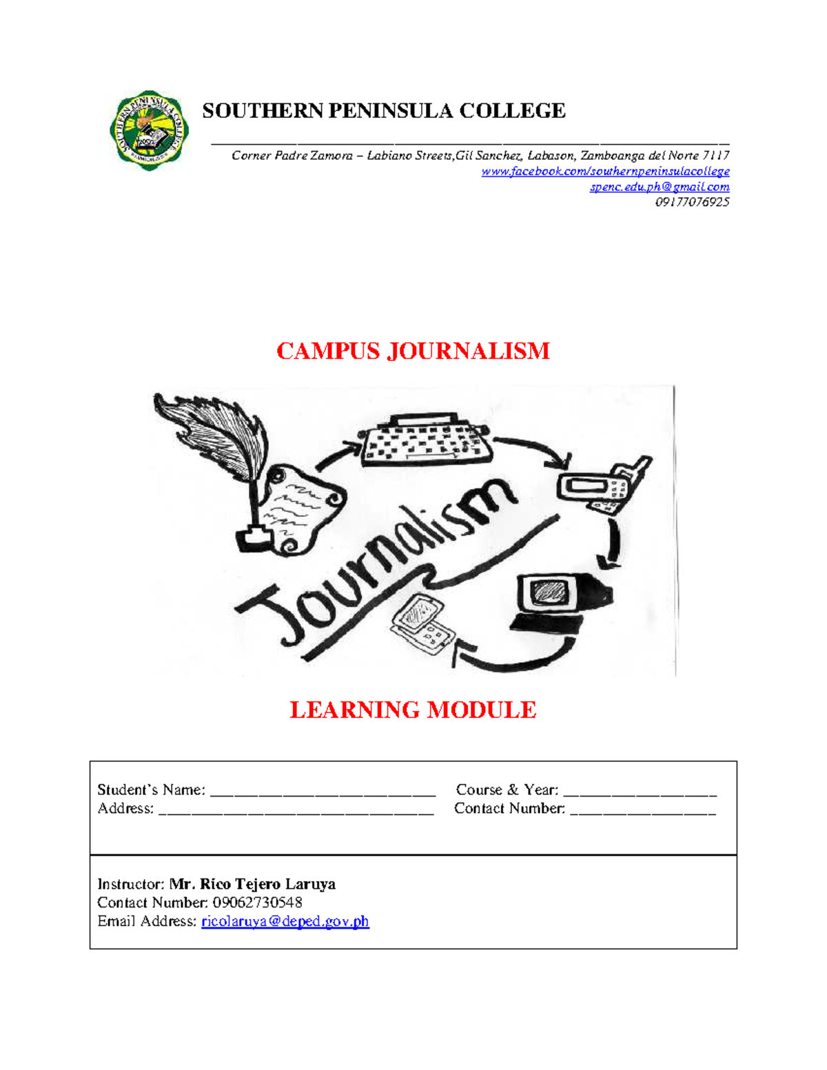 Campus Journalism (Semi-Final) - SOUTHERN PENINSULA COLLEGE - Studocu