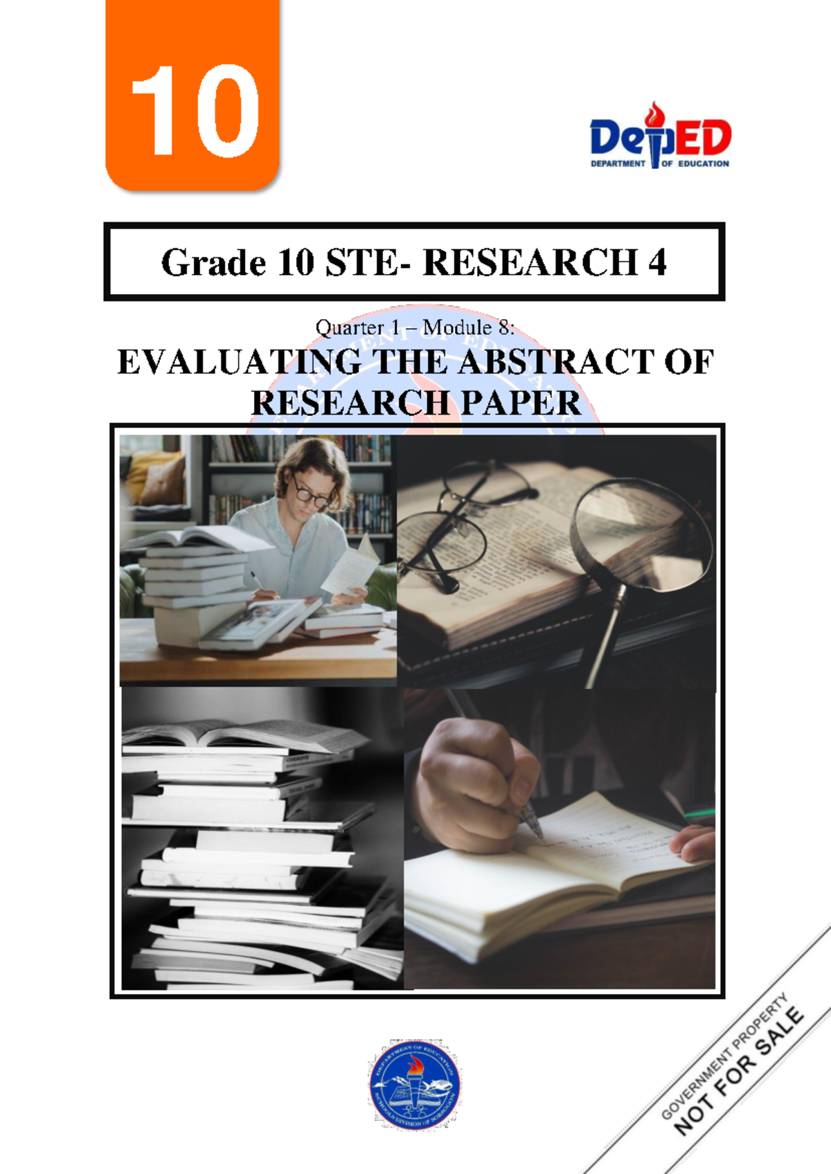 Grade 10 STE- Research 4: Evaluating Research Paper Abstracts - Studocu