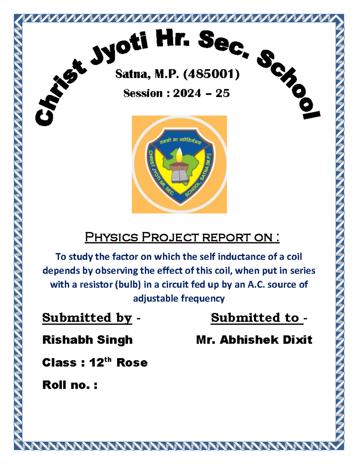 Physics Project Report: Factors Affecting Self-Inductance of a Coil ...