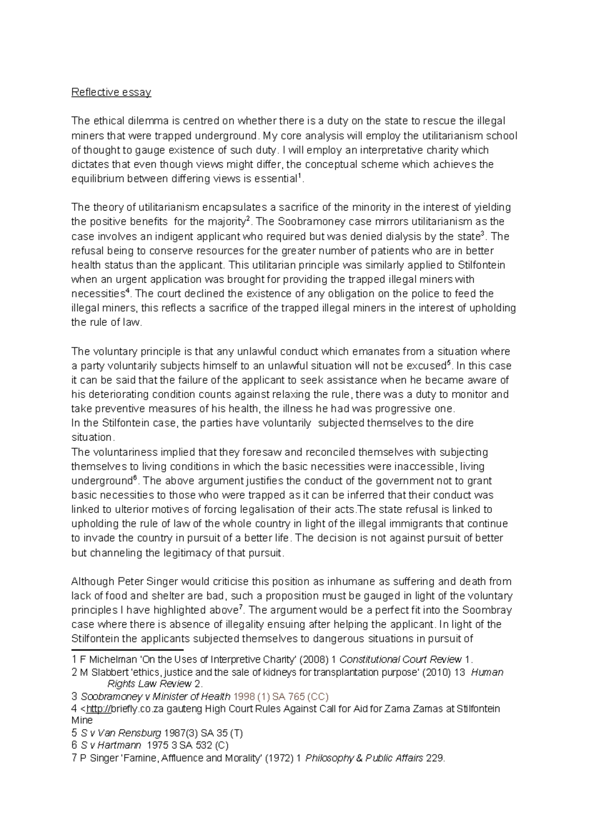 Philosophy - Commentary and analysis - Reflective essay The ethical ...