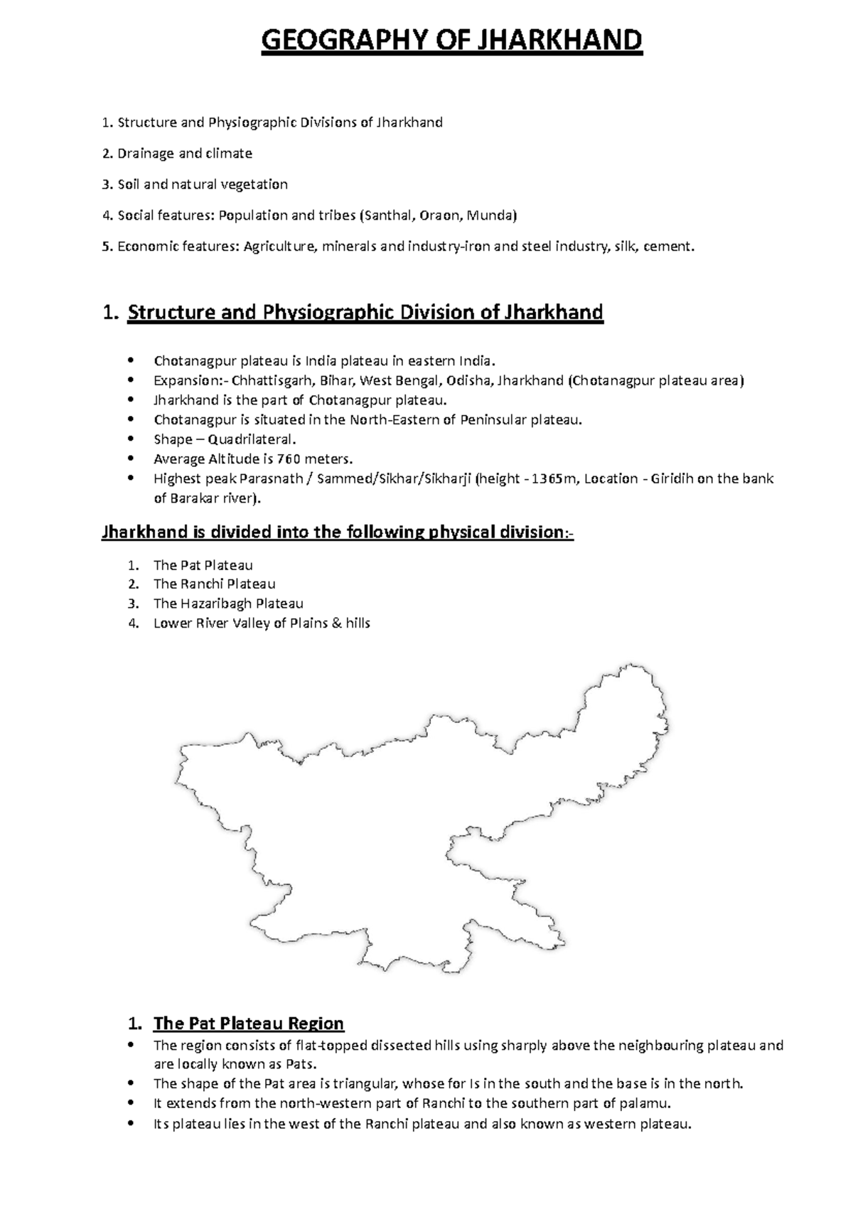 Geography of Jharkhand: Physiography, Soil, & Social Features - Studocu