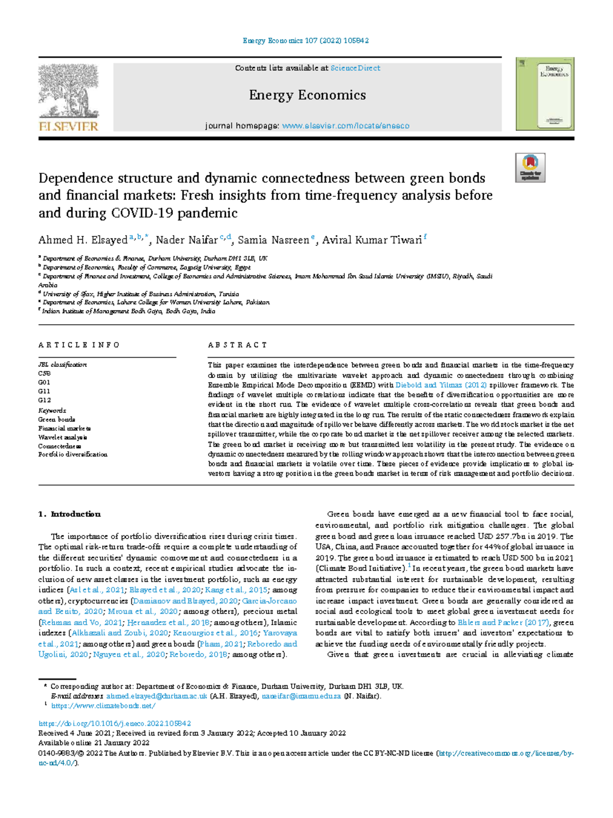 Dependence Structure & Dynamic Connectedness of Green Bonds in Finance ...