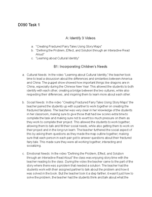 D090 task 1 - D090 task 1 - THE SCHOOL AS A COMMUNITY OF CARE- D TASK 1 ...