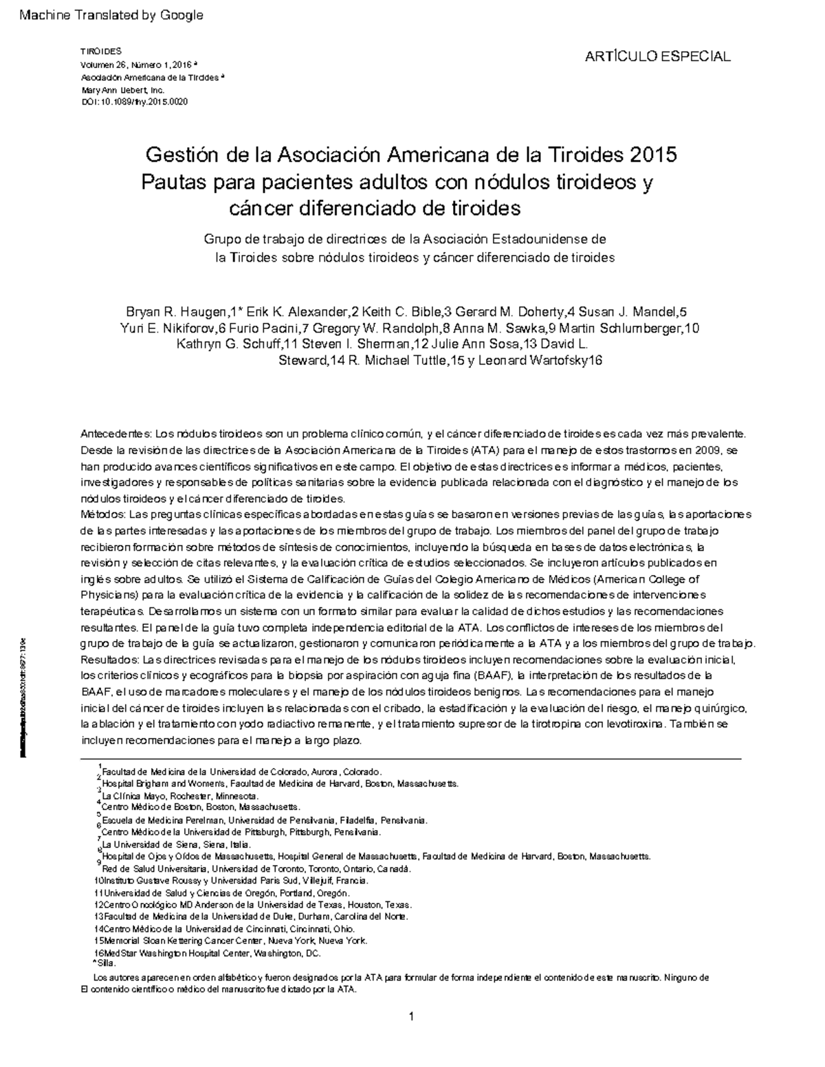 Directrices ATA para el Manejo de Nódulos Tiroideos y Cáncer DTC - Studocu