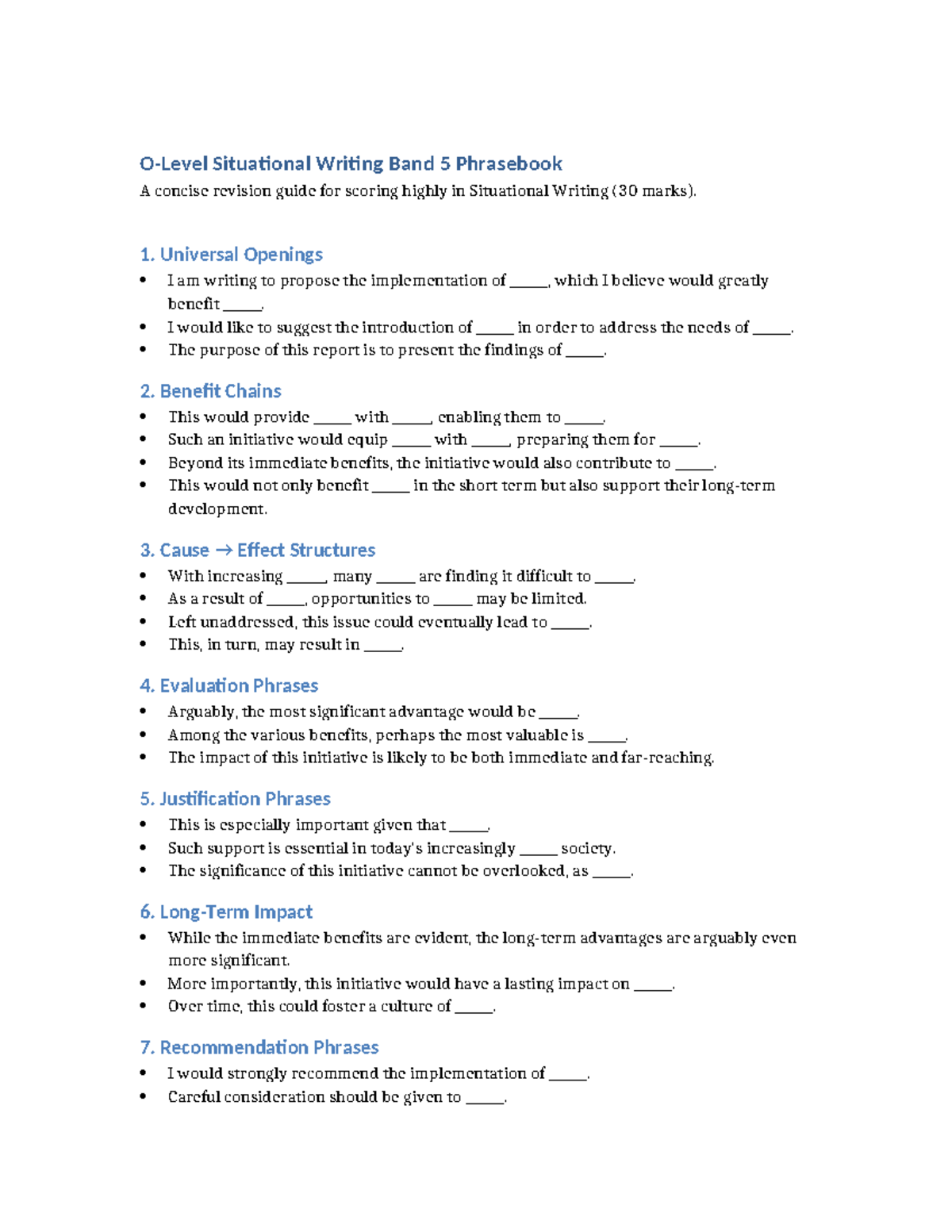 O Level Situational Writing Band 5 Revision Guide - Studocu