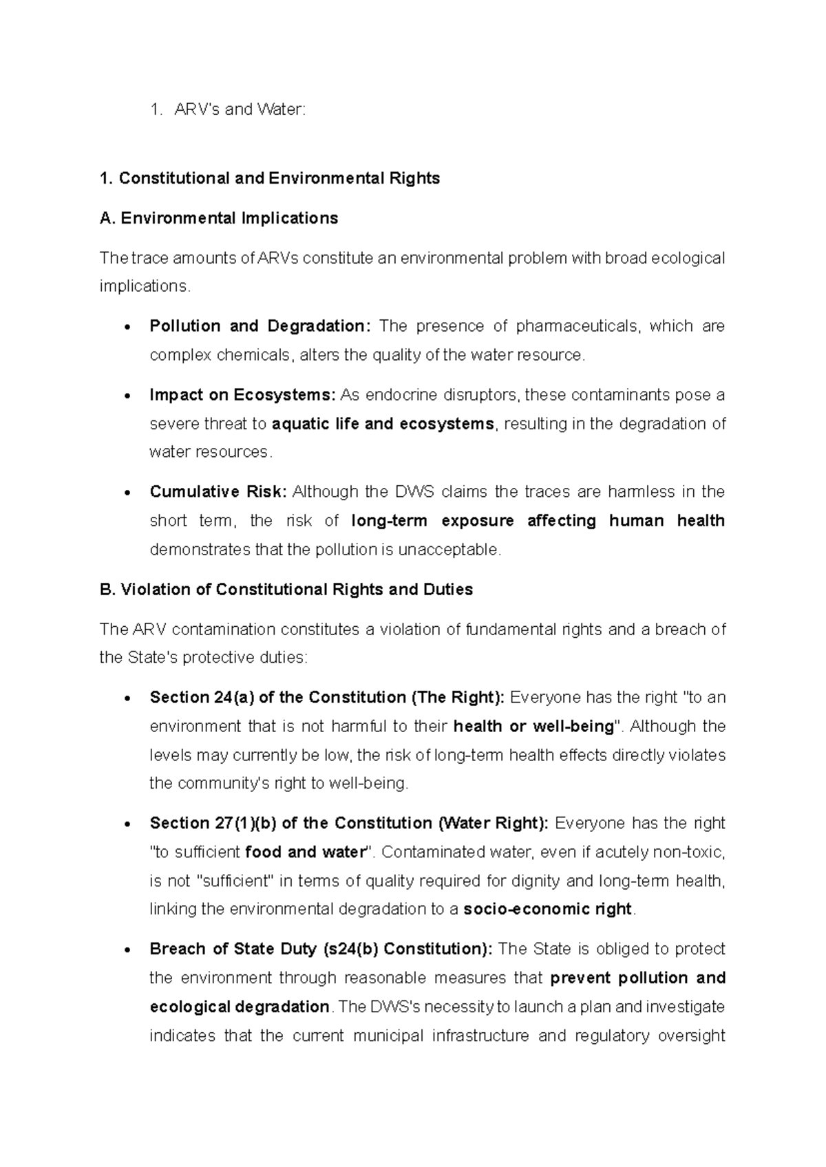 Environmental Law Exam Notes: Constitutional & Ecological Rights (ENV ...
