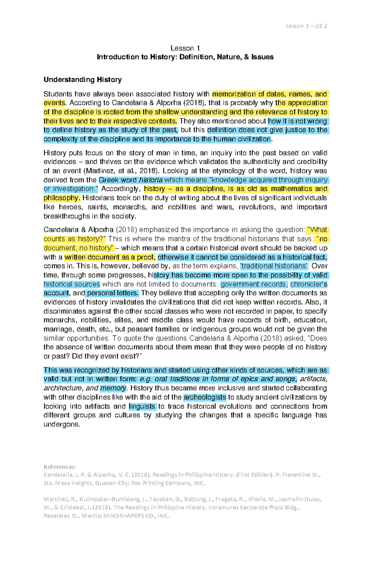 Lesson 1 GE 2 Introduction to History: Definition, Nature, and Issues ...