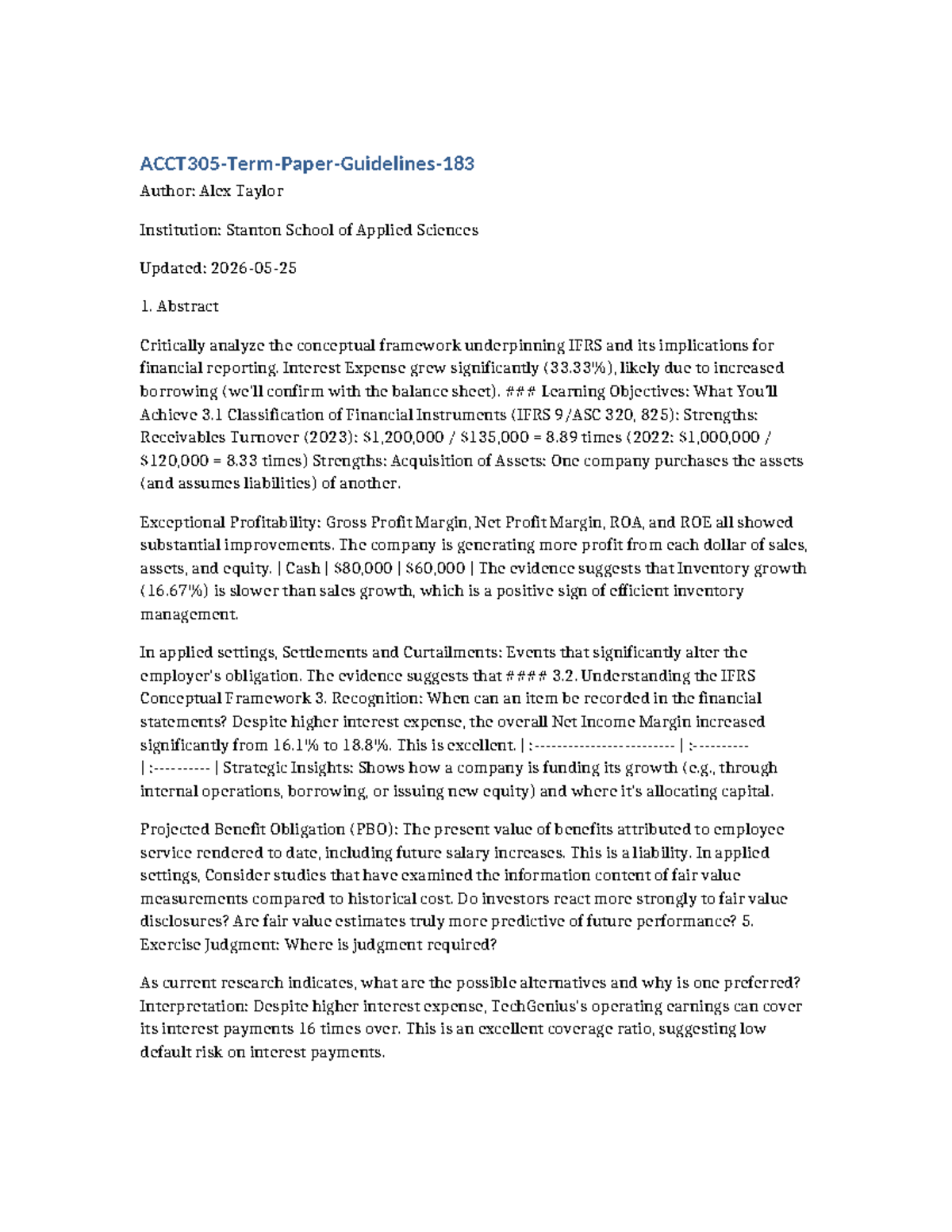ACCT305 Term Paper: Analyzing IFRS Conceptual Framework Implications ...