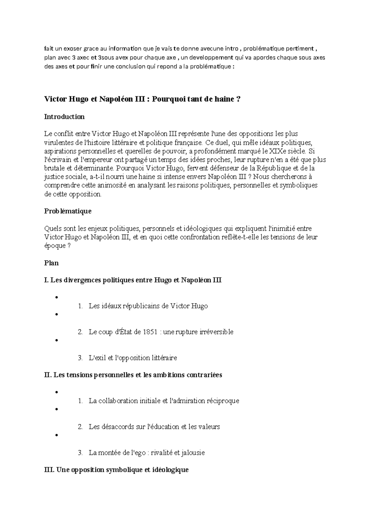 Victor Hugo et Napoléon : Conflit Politique et Haine - Étude ...