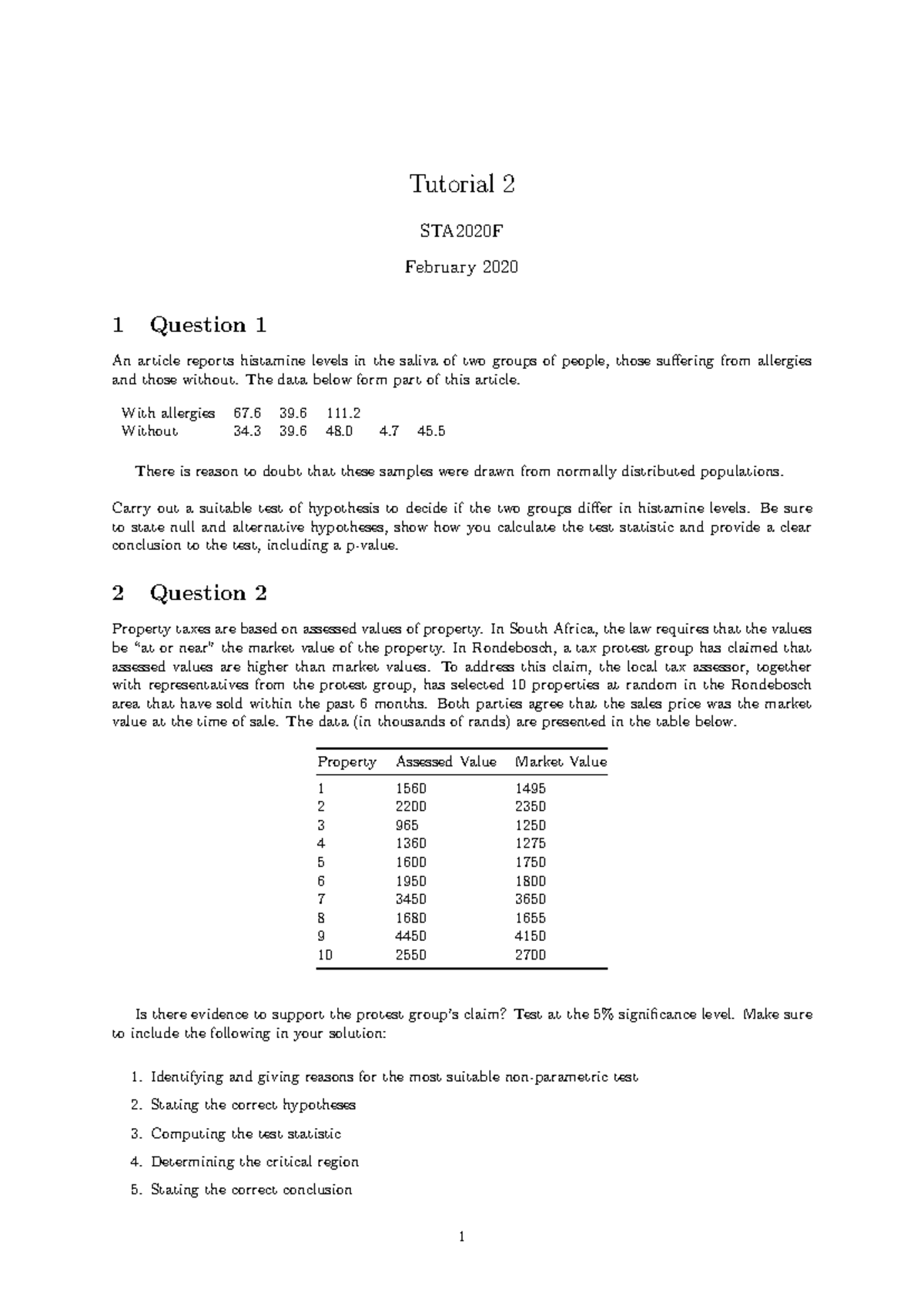 Tutorial+2 non-parametrics - Tutorial 2 STA2020F February 2020 1 ...
