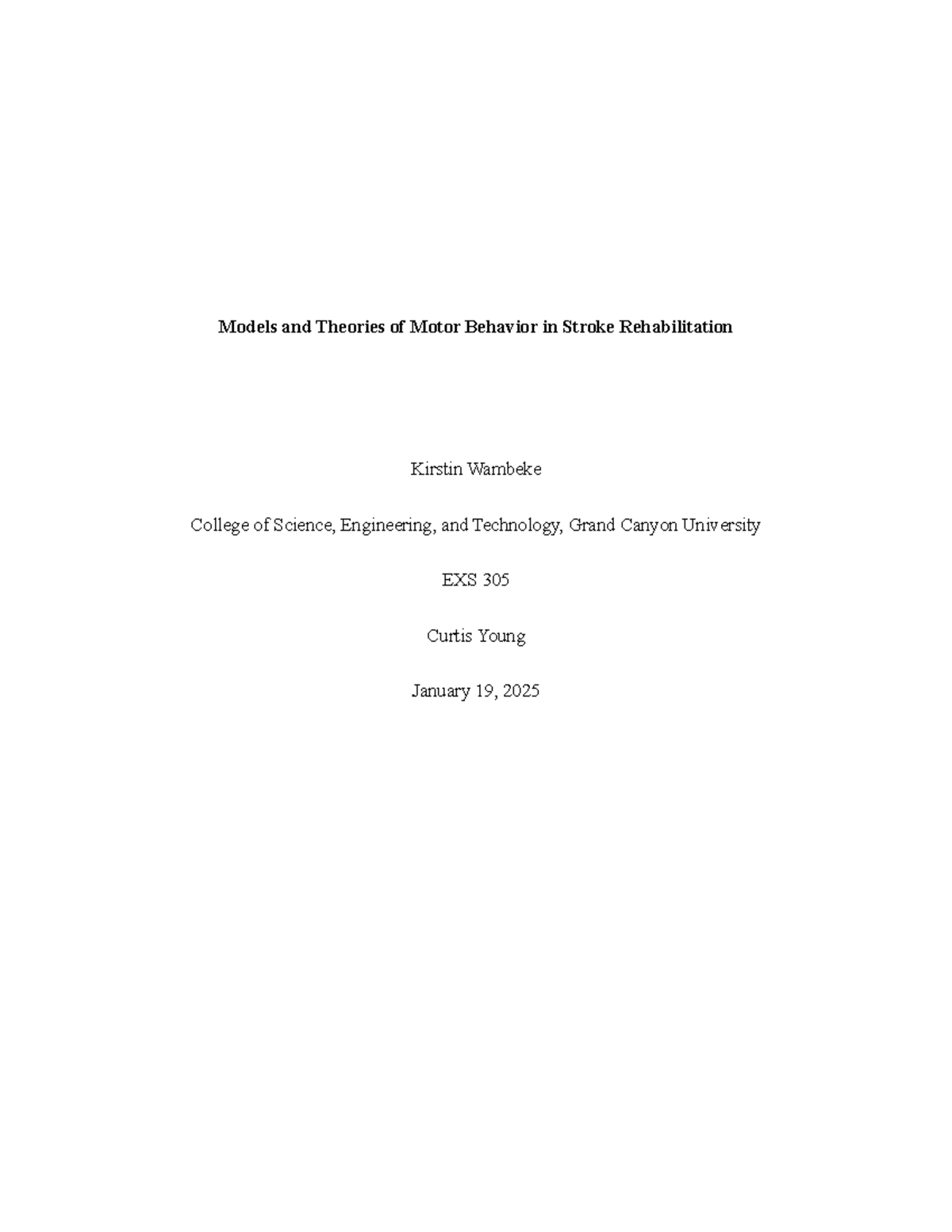 Models and theories of motor behavior in stroke rehabilitation - EXS ...