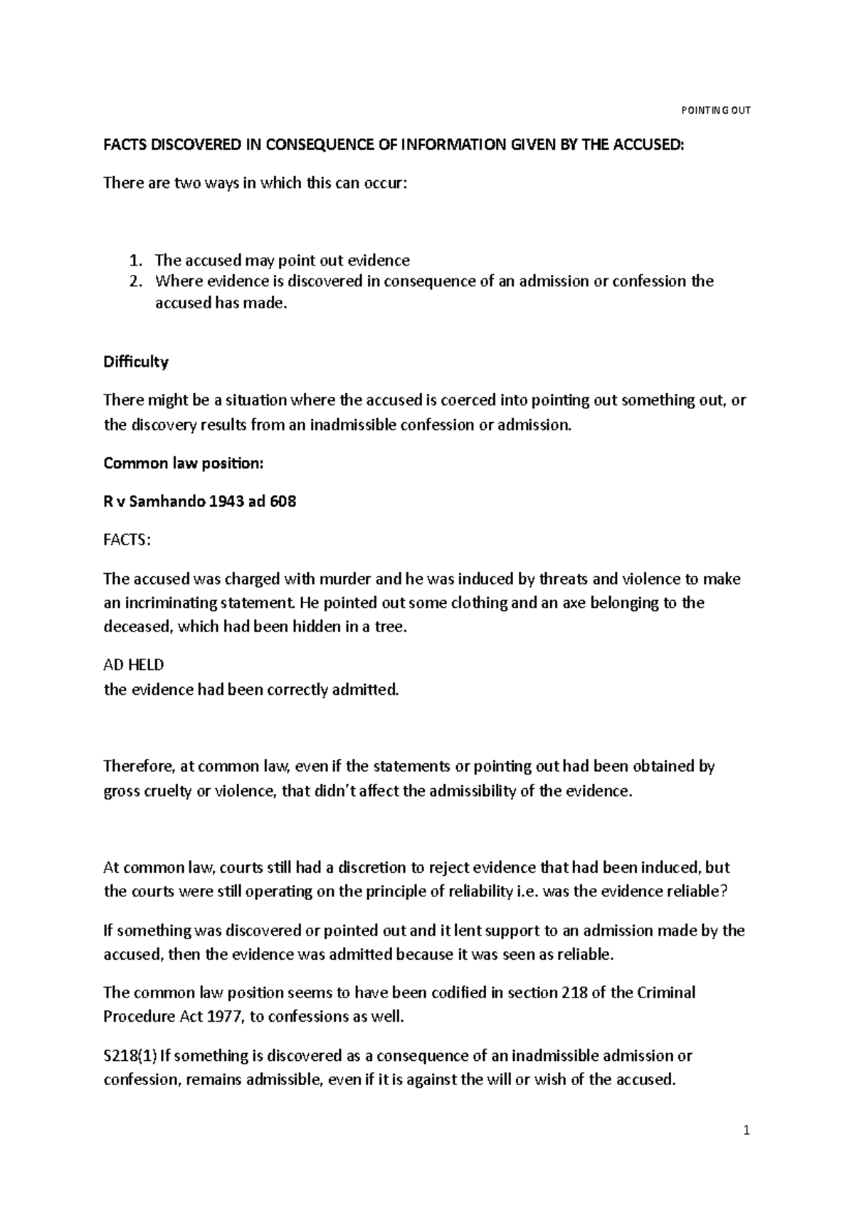 Evidence Admissibility and Pointing Out: Criminal Procedure Act ...