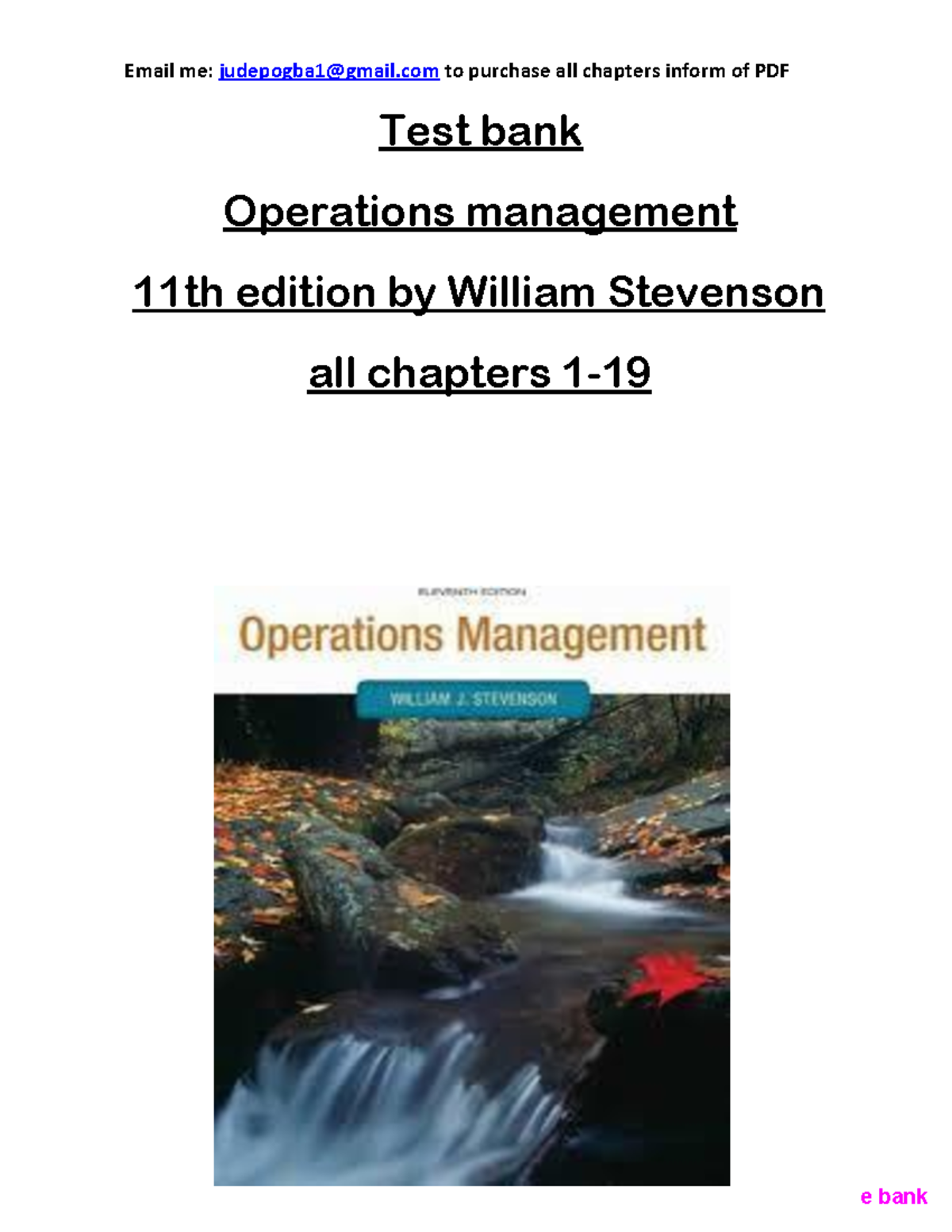 Test bank for operations management stevenson 11th edition - Test bank ...