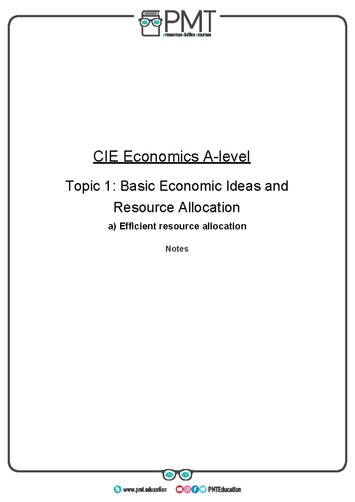 A) Efficient resource allocation - CIE Economics A-level Topic 1 ...