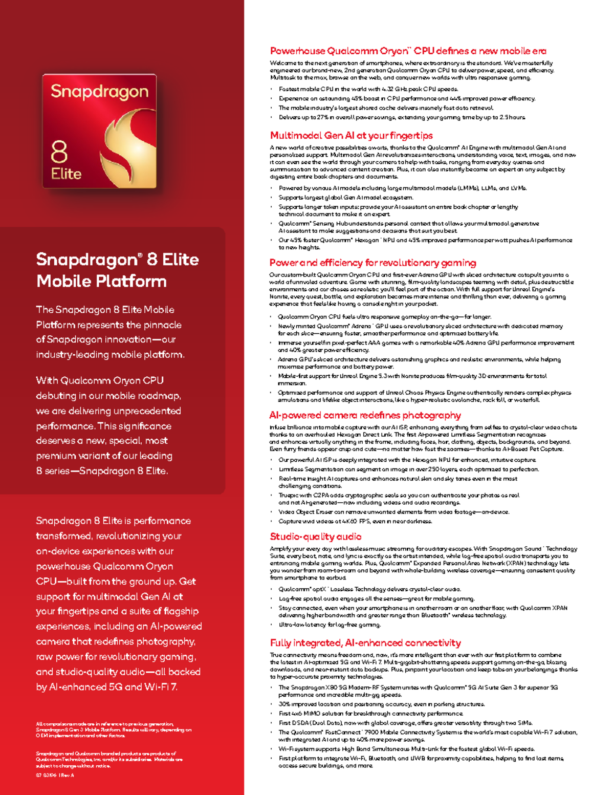 Snapdragon 8 Elite Platform Product Brief - Snapdragon 8 Elite is performance transformed, - Studocu