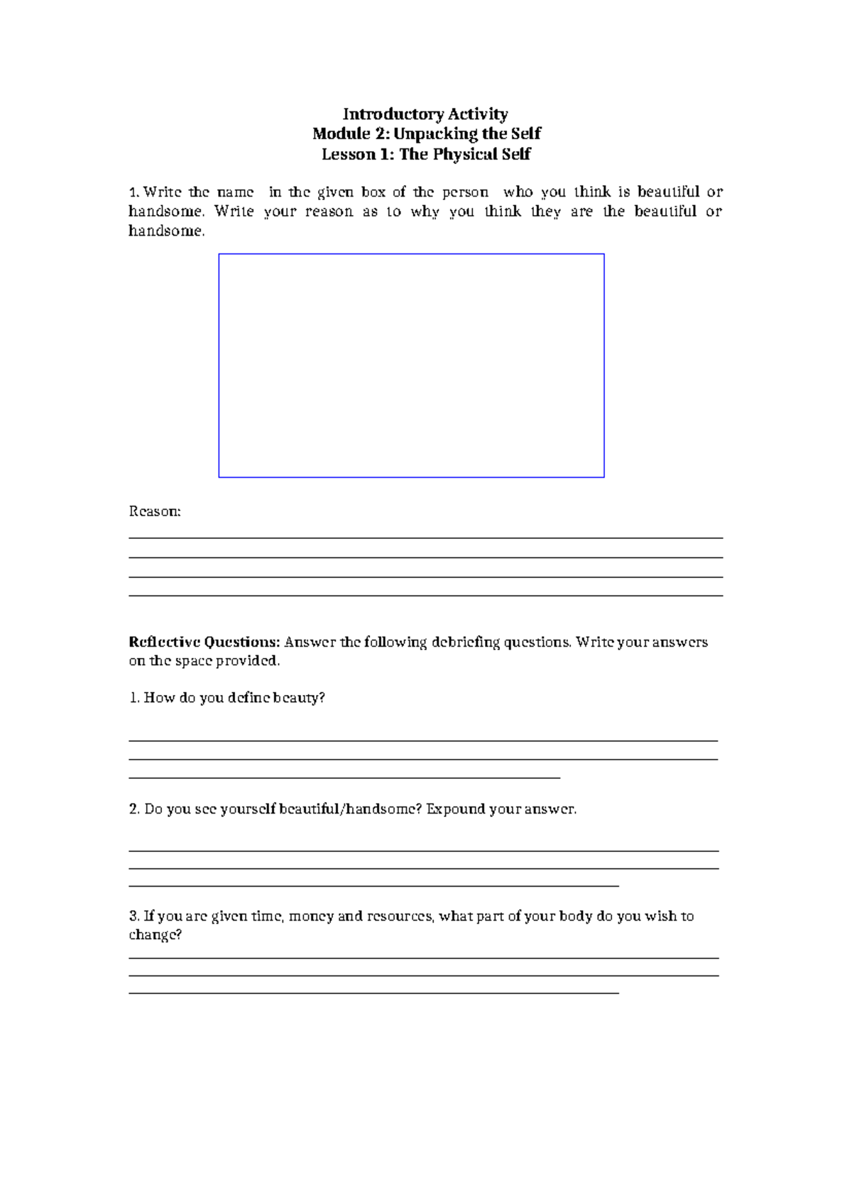 Module 2 Lesson 1-Introductory Activity 1 - Introductory Activity ...