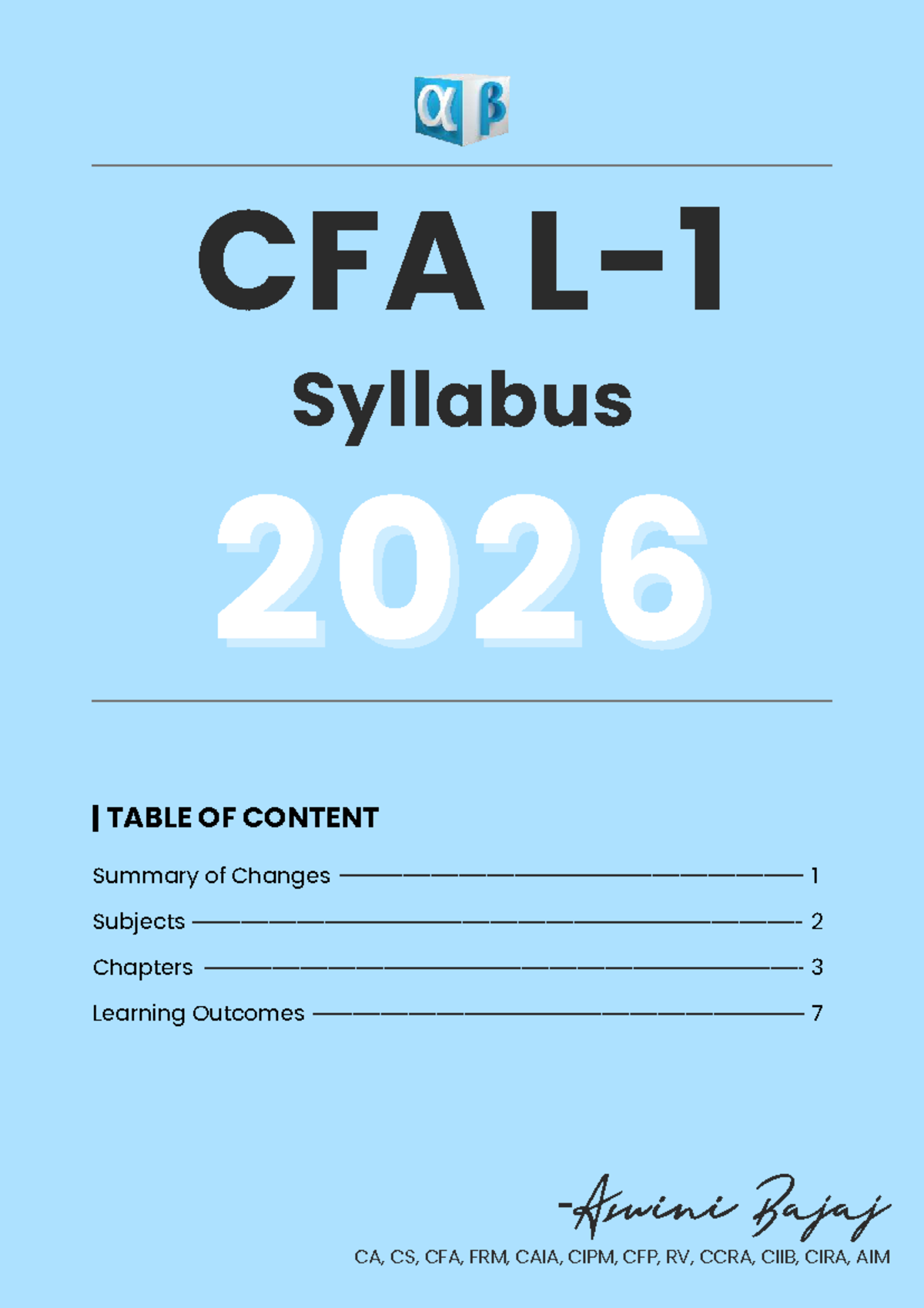 CFA L1 Syllabus 2026: Summary of Changes and Key Learning Outcomes ...
