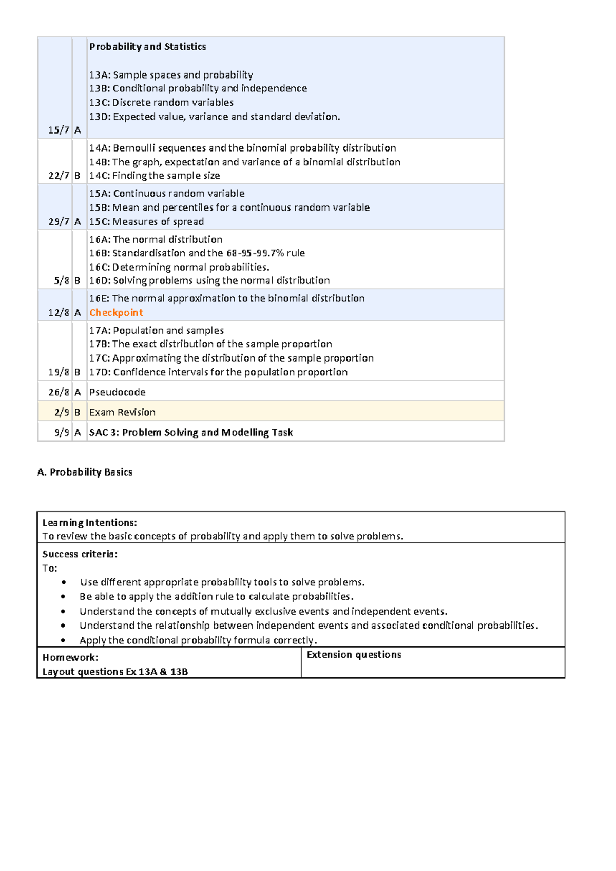 Methods Probability Revision Worksheet (2023 Study Design) - 15/7 A ...