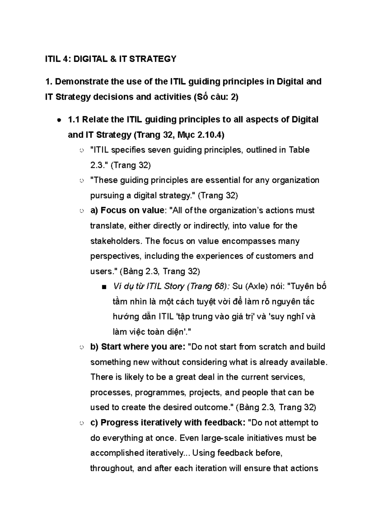 ITIL 4: Digital & IT Strategy Overview and Guiding Principles - Studocu