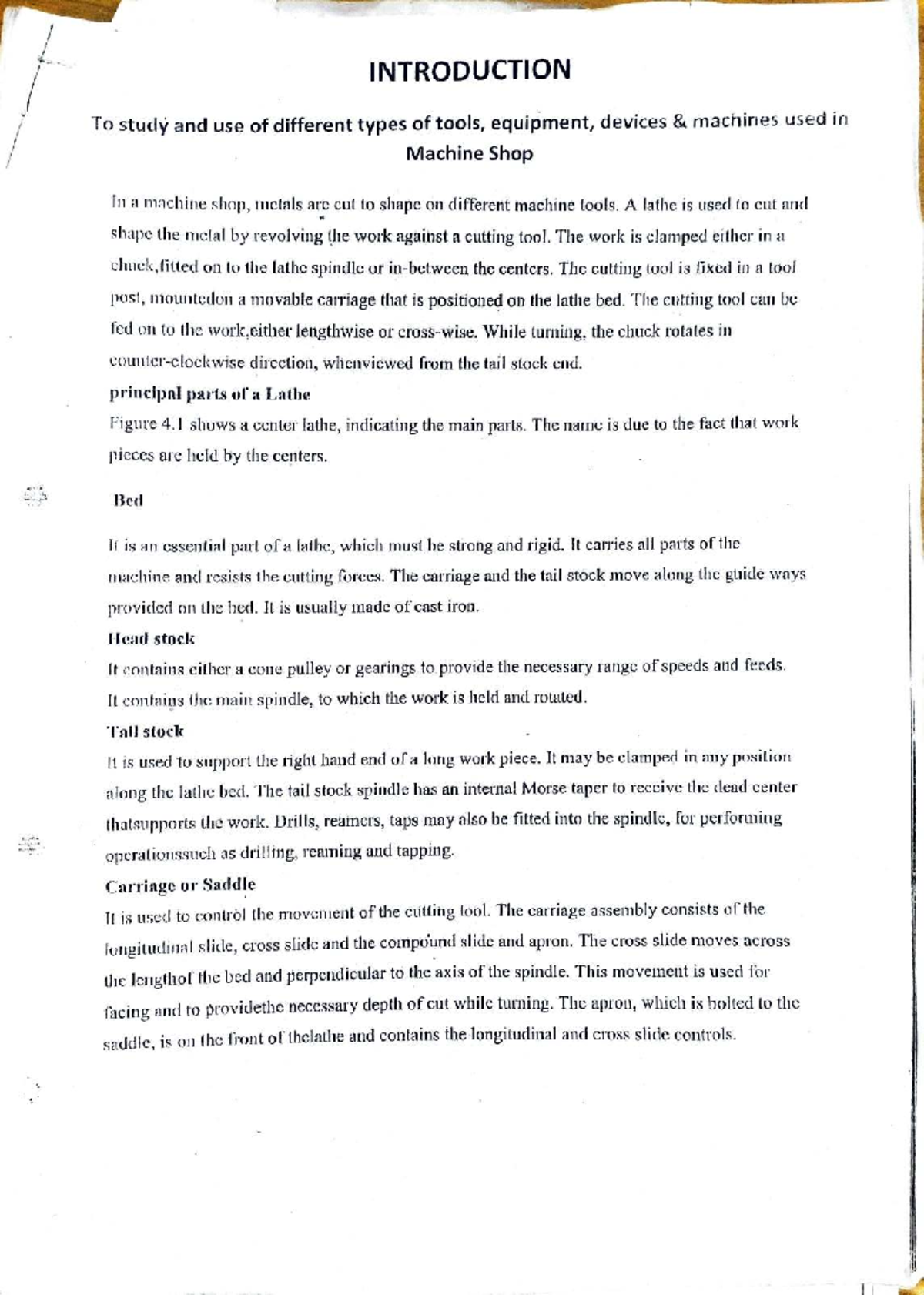 Machinery Tools and Operations in Mechanical Workshop (MECH 4549) - Studocu