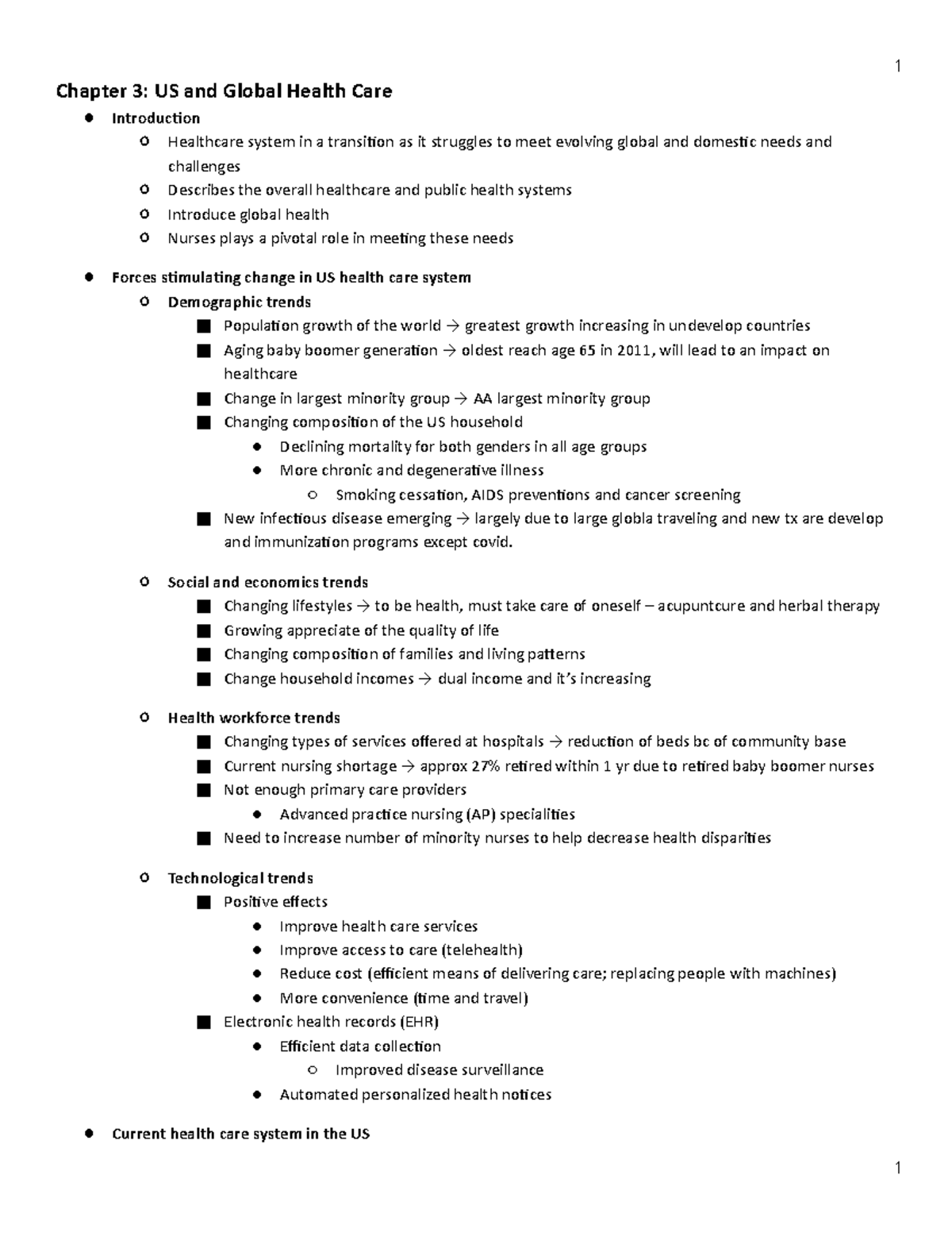 Exam 3 notes - Chapter 3: US and Global Health Care Introduction ...