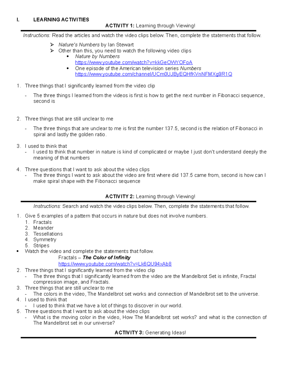 Learning Activities - Math Module 1: Patterns and Fibonacci Sequence ...