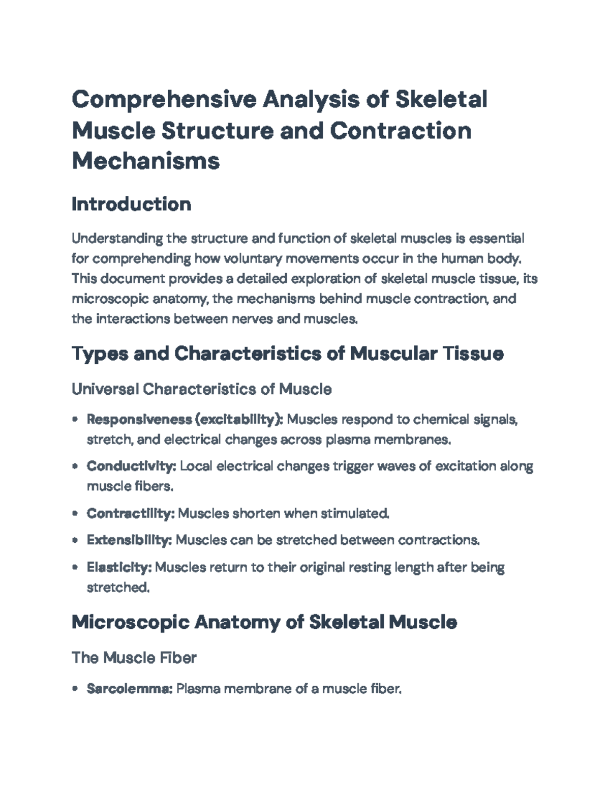 Skeletal Muscle Structure & Contraction Mechanisms: A Comprehensive ...