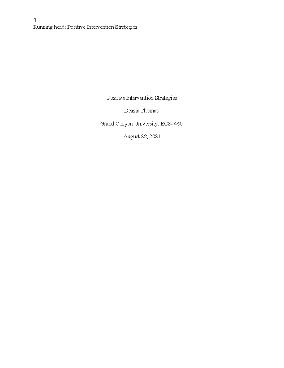 Positive Intervention Strategies in ECS-460: Building Child Growth ...