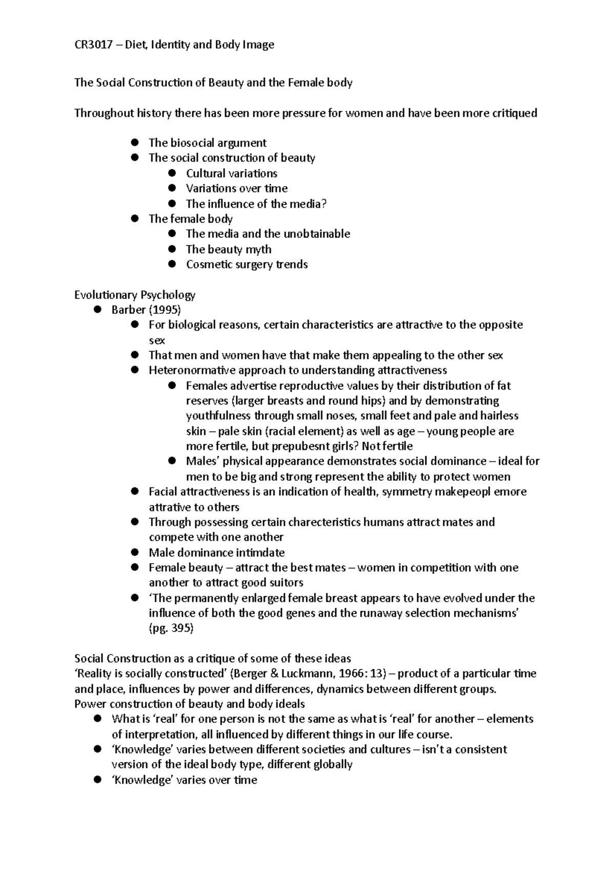 The Social Construction of Beauty and the Female body - 395) Social ...