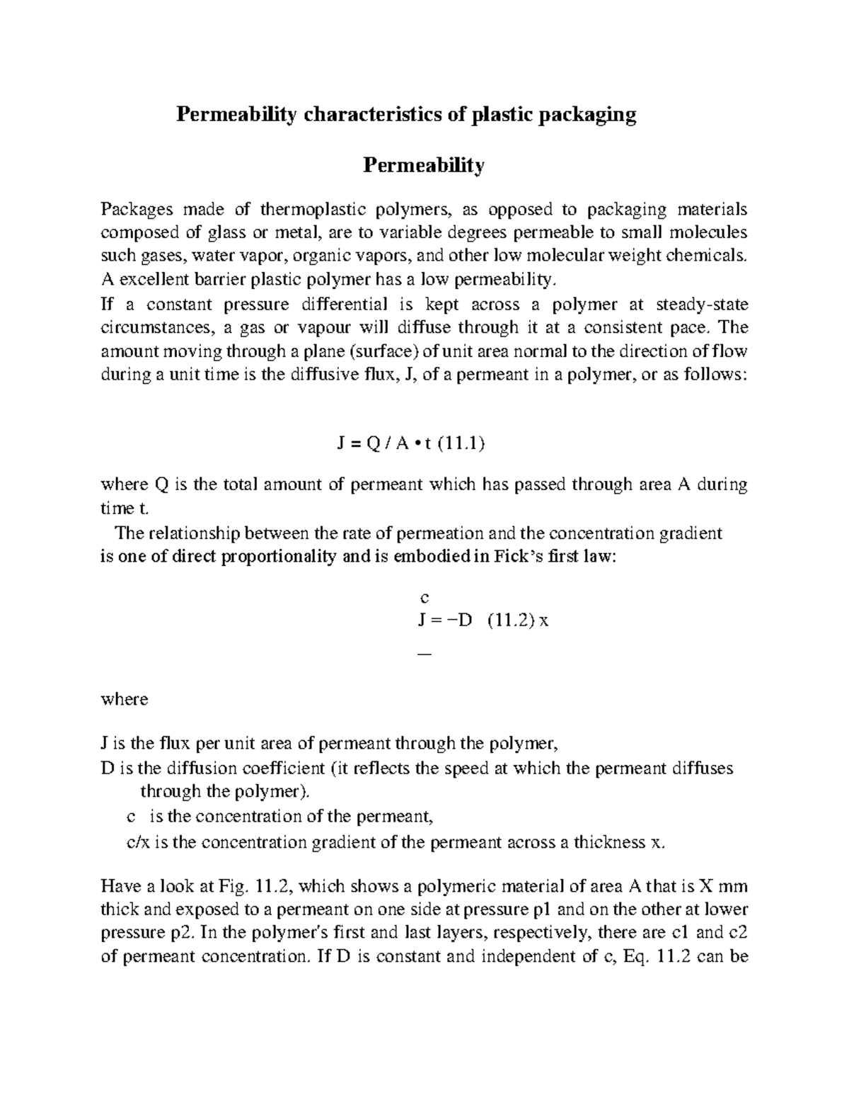Food Science & Tech CH11: Understanding Plastic Packaging Permeability ...