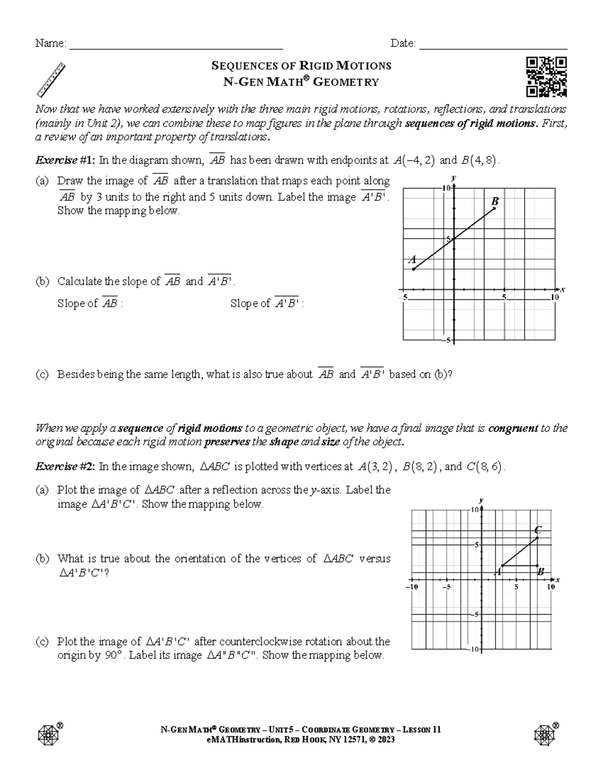 N-GEN Math Geometry - Unit 5 - Lesson 11: Sequences of Rigid Motions ...