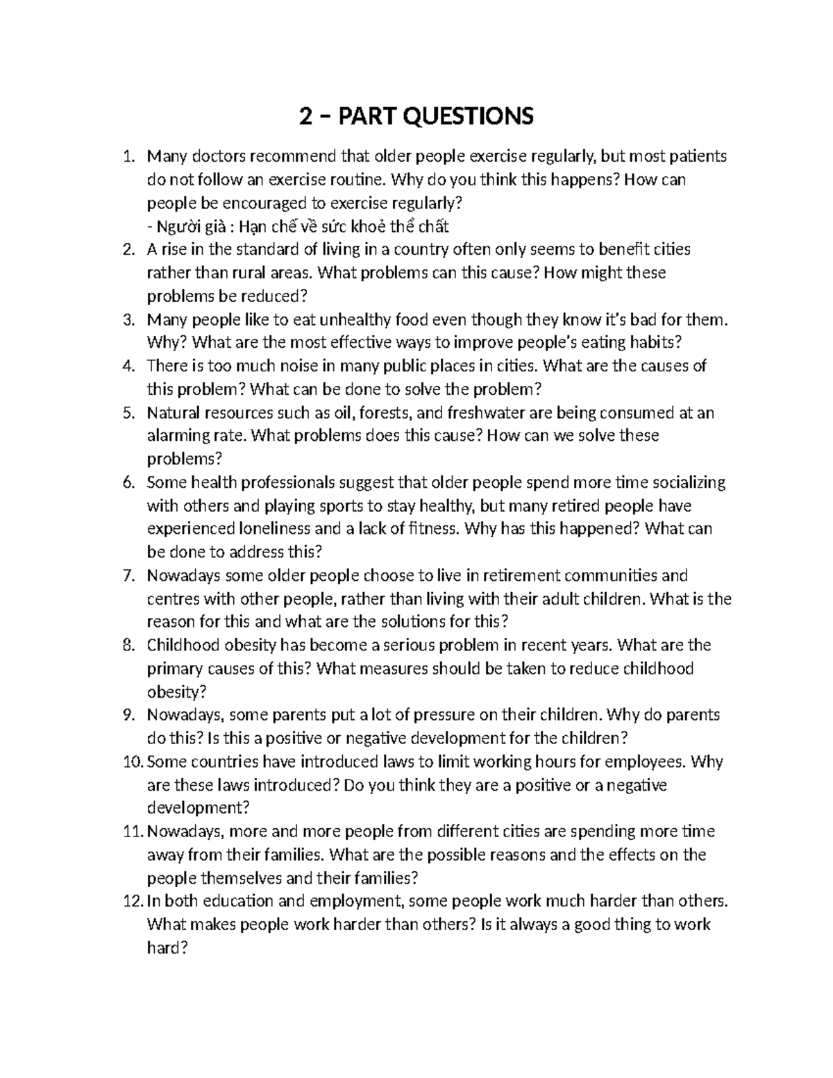 2-Part Questions: Analysis of Social Issues & Solutions - Studocu