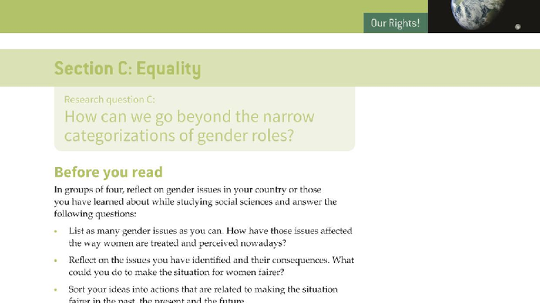 Equality Reading Comprehension Activity: Exploring Gender Roles and ...