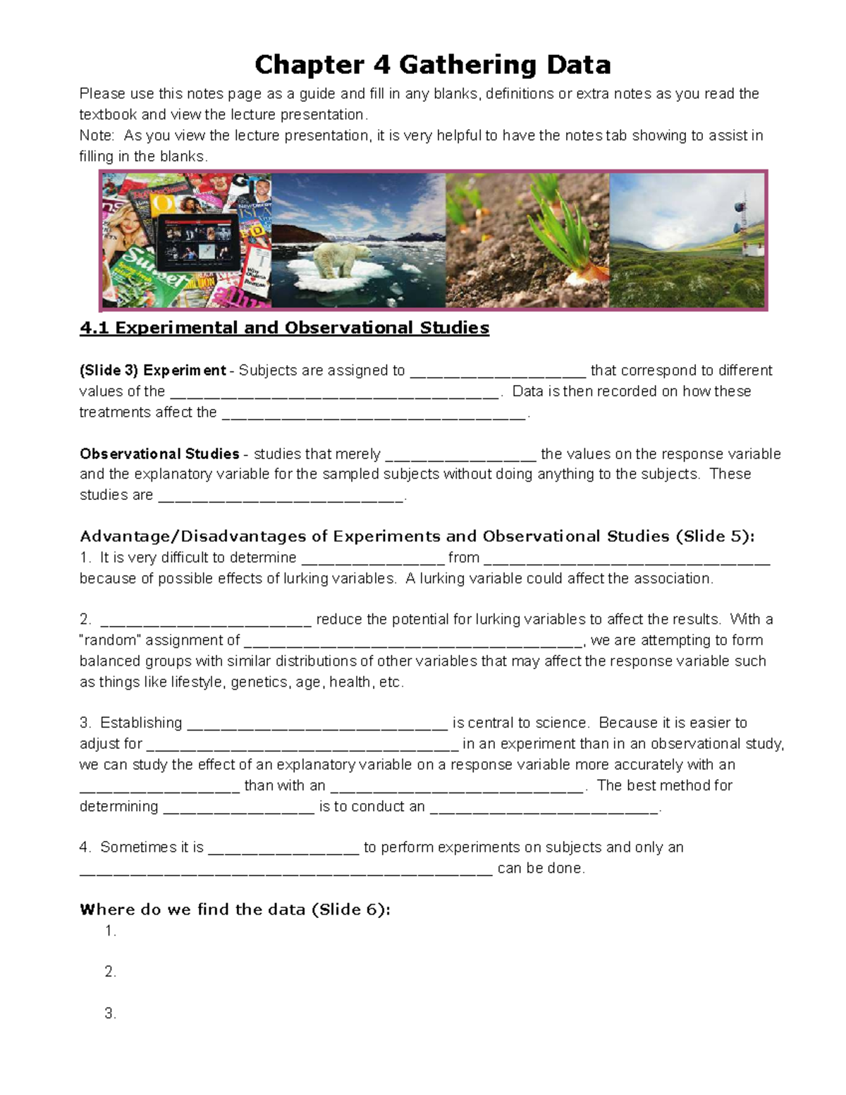 Chapter 4 Notes: Gathering Data Overview and Key Concepts - Studocu