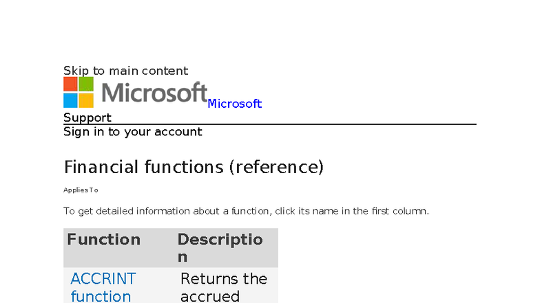 Financial Excel Functions Reference Guide - Studocu