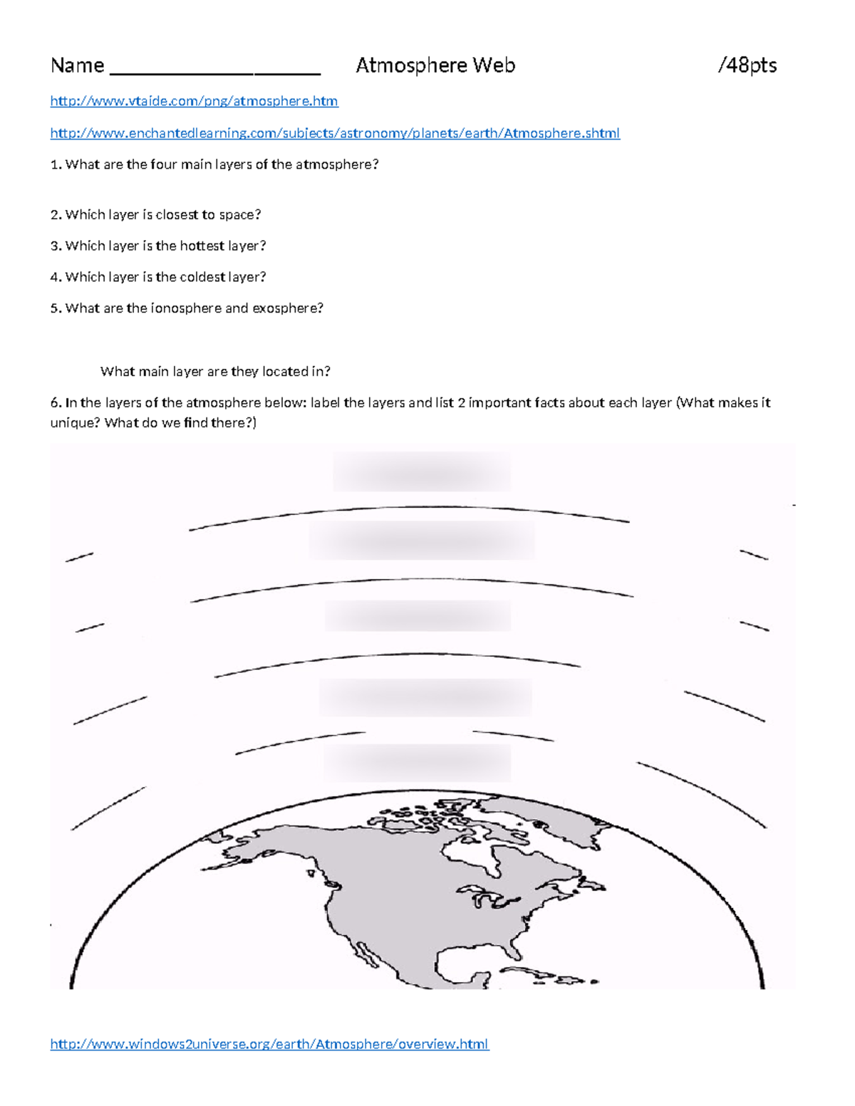 Atmosphere Webquest - Notes on Layers & Pollution Effects - Studocu