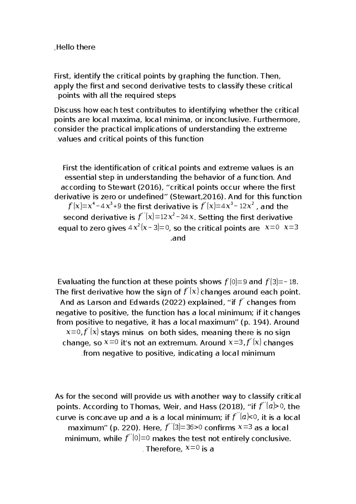 Calculus Unit 5: Analyzing Critical Points & Extreme Values - Studocu