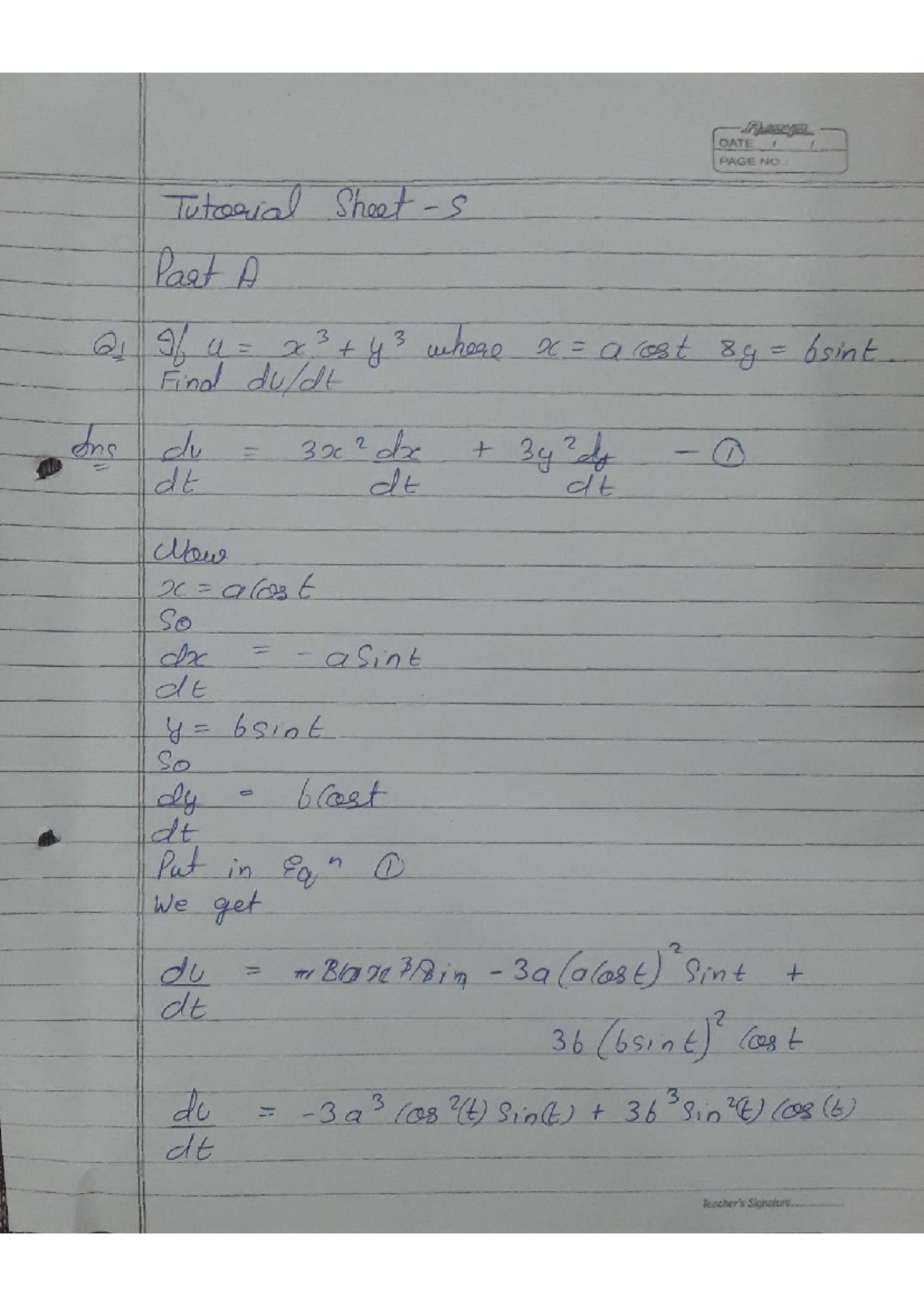 Tutorial Sheet 5 - BTech CSE (DAM001AC) on Differential Calculus - Studocu