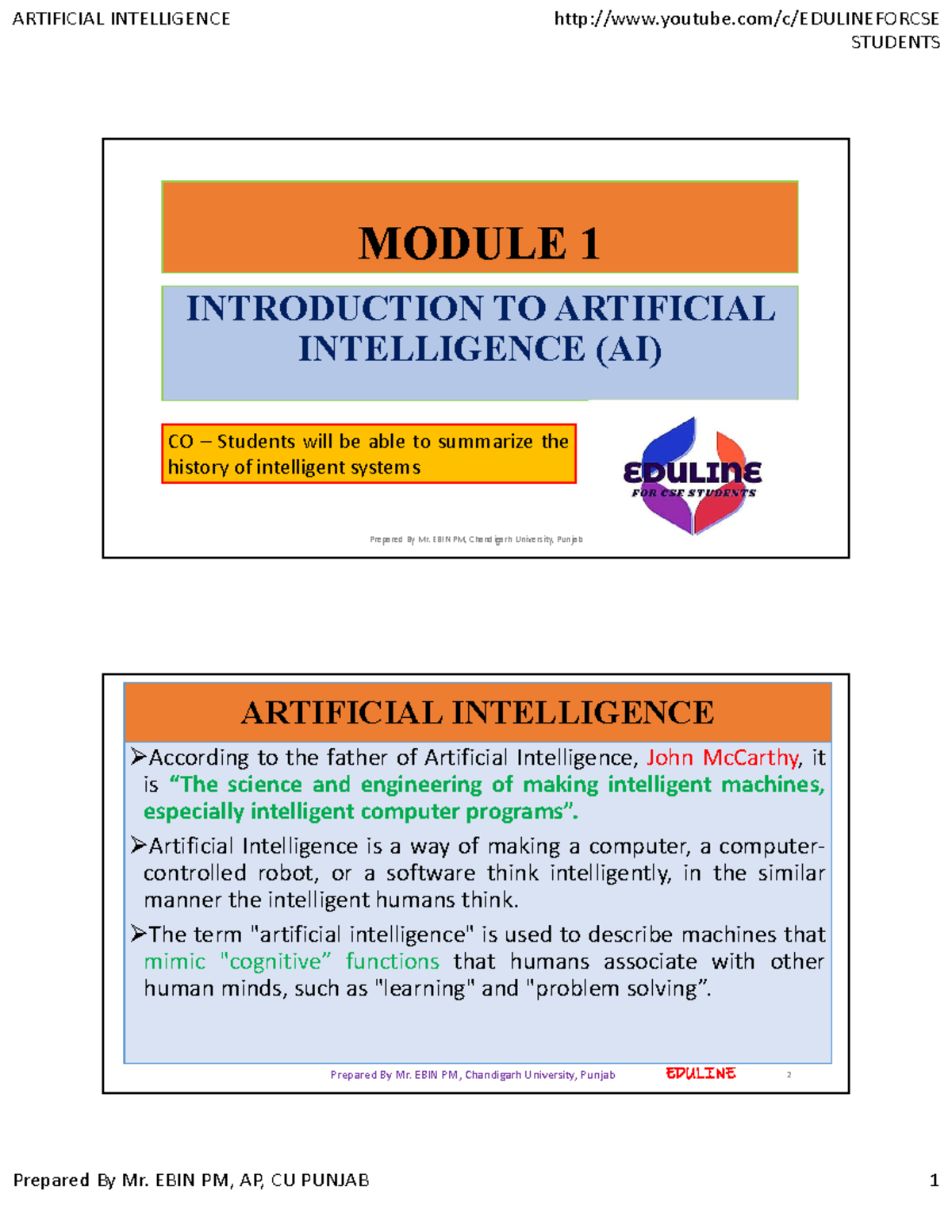 Module-1 artificial intelligence - STUDENTS MODULE 1 INTRODUCTION TO ...