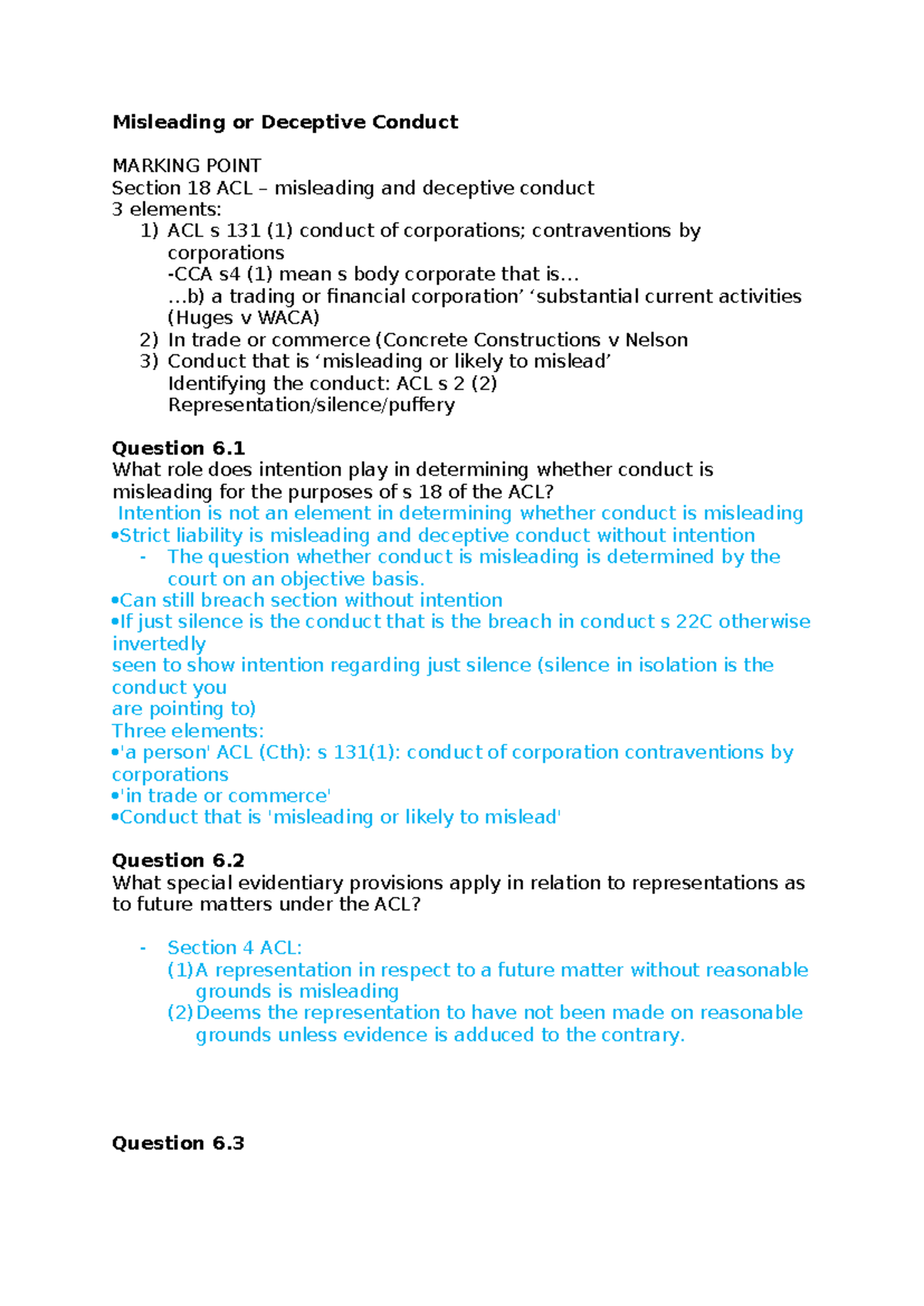 Tutorial 5 - Misleading or Deceptive Conduct (ACL) Analysis - Studocu