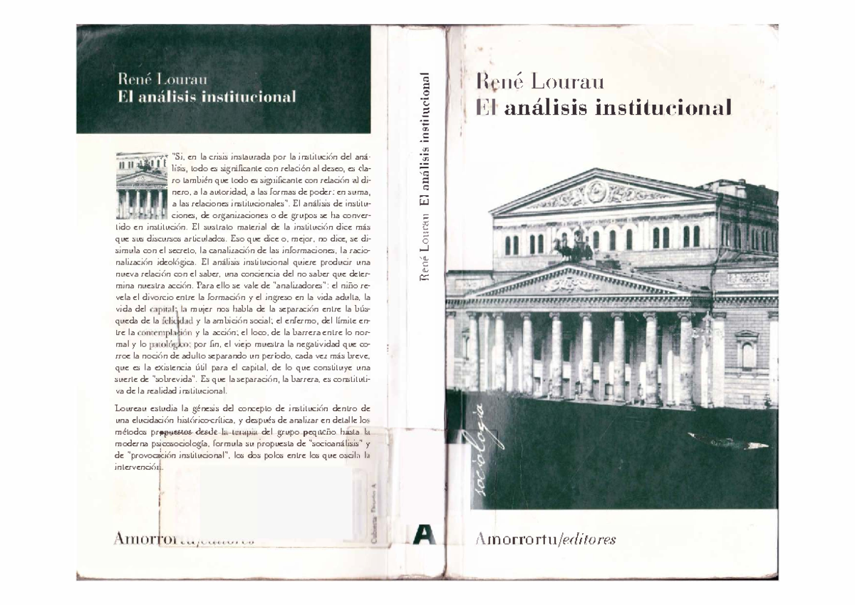 Análisis Institucional: Reflexiones sobre la Obra de René Lourau (CIJ ...